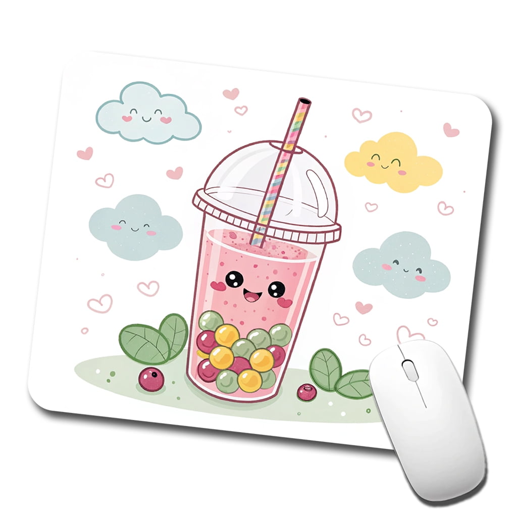 Kawaii Pink Boba Bubble Tea Mouse Pad Low Profile Gaming Mat - Walmart.com