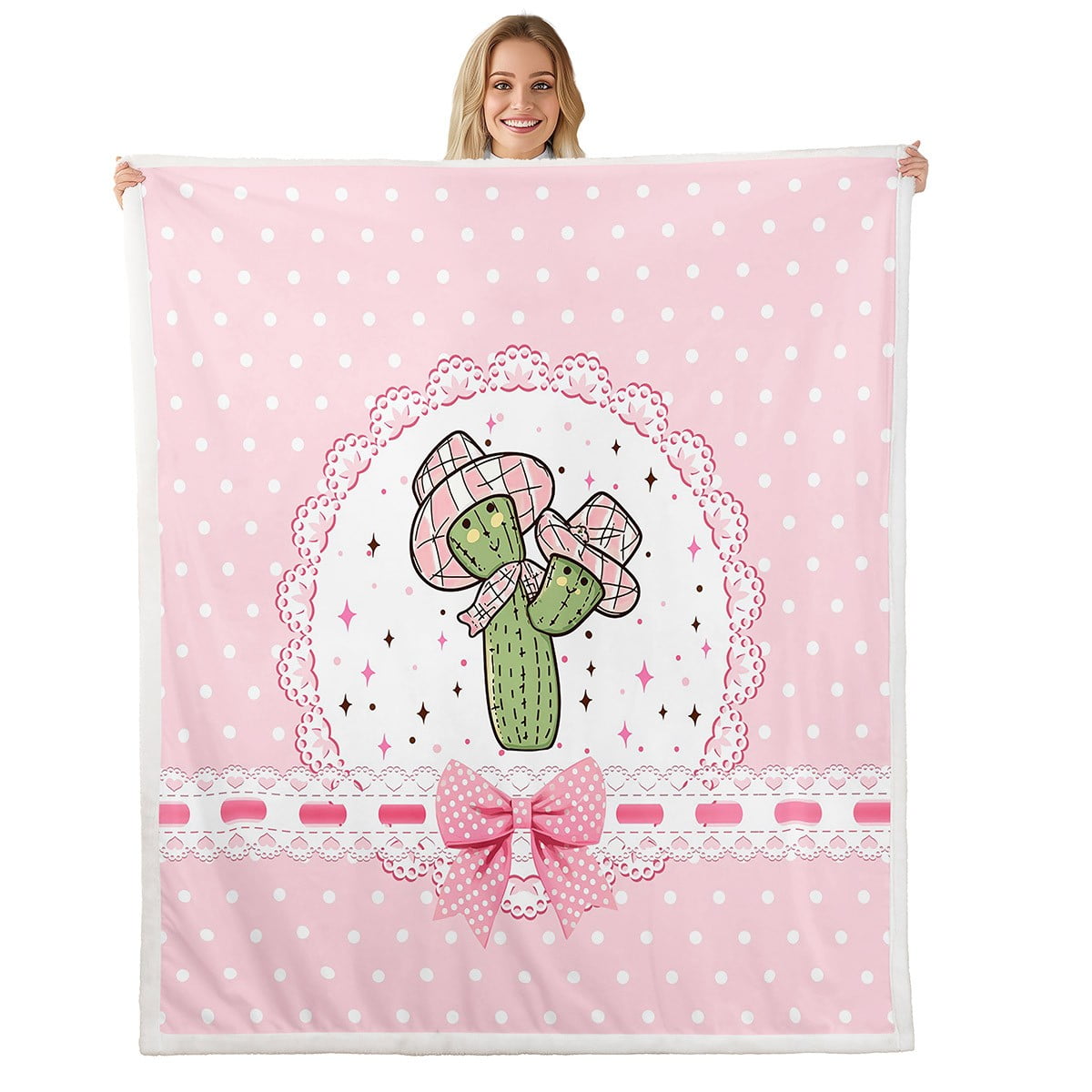 Kawaii Pink Bow Tie Blanket Throw,Cute Pink Polka Dot Bowtie Blankets ...