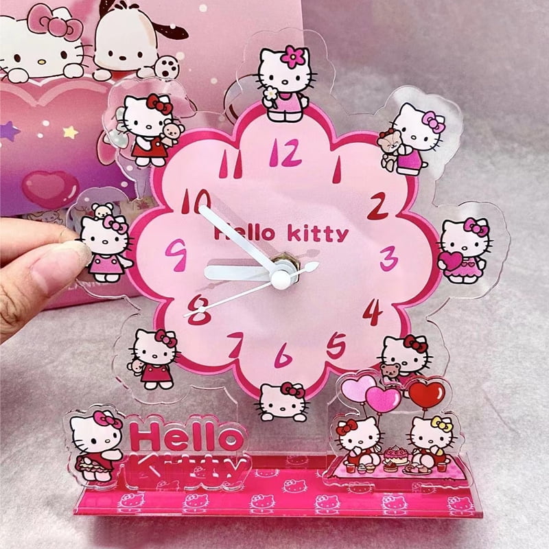 Kawaii Pink Hello Kitty Clock Harajuku Charm Desktop Ornament ...