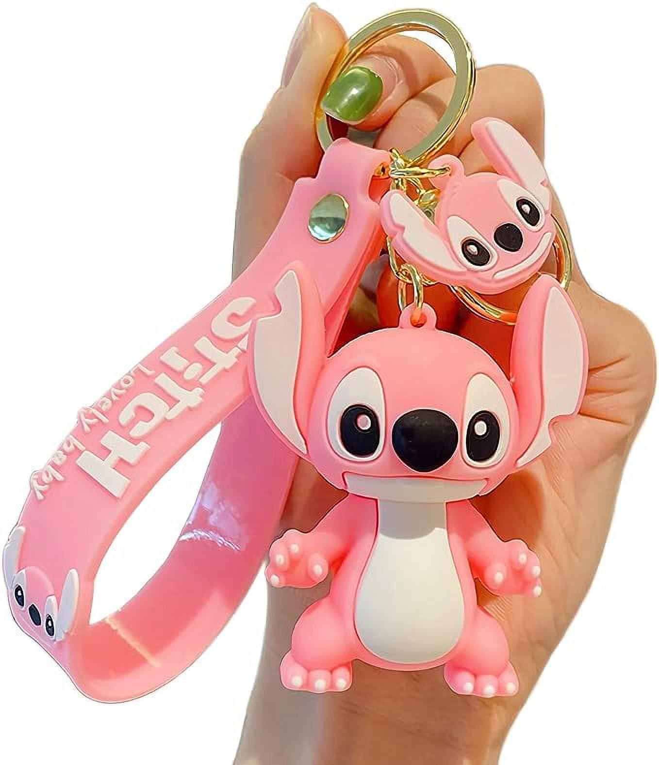Kawaii Pink Keychain for Kids Girls Boys, Cartoon Stitch Pink Keychains ...