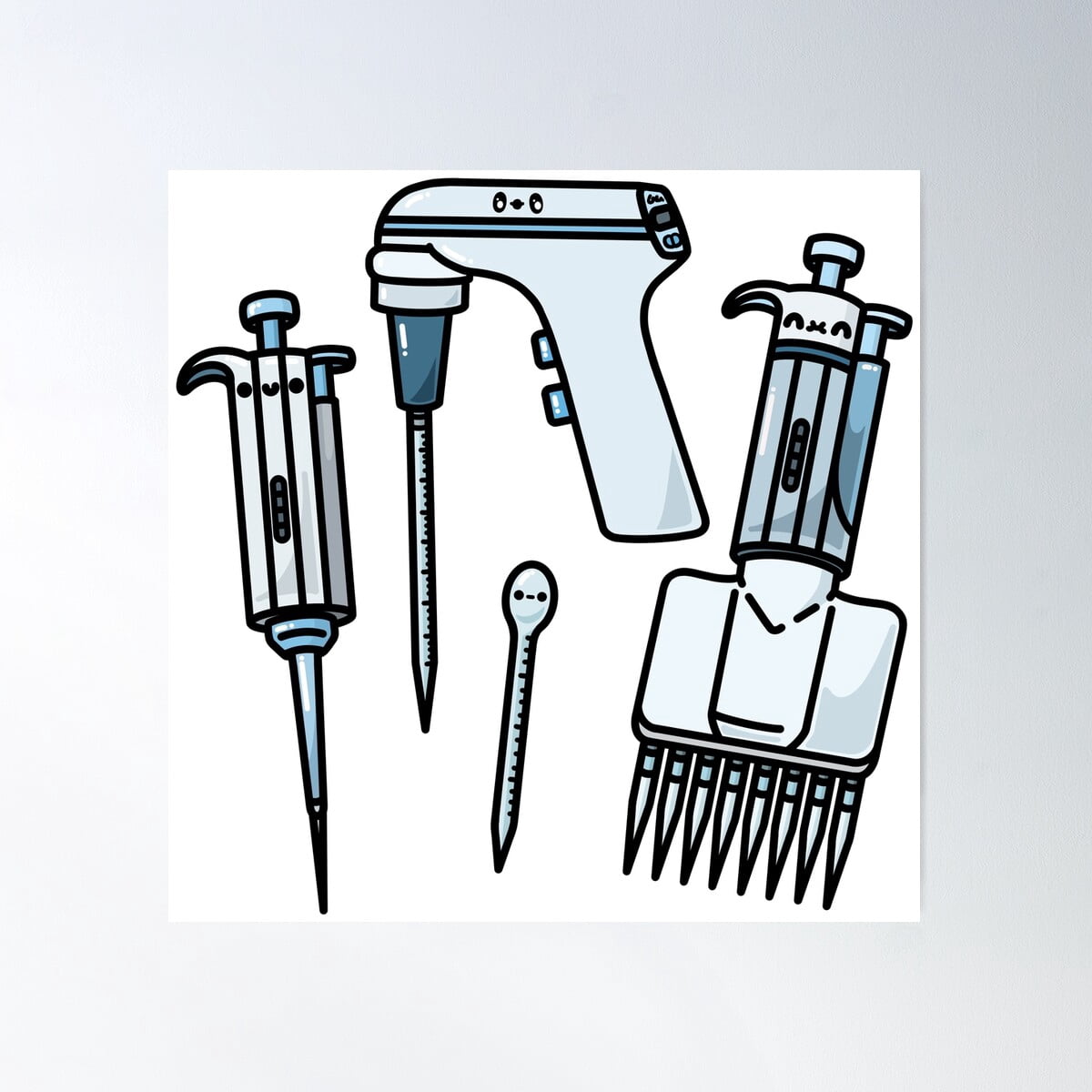 Kawaii Pipettes And Pipettors Poster Wall Art, Modern Wall Decor, 24x24 ...