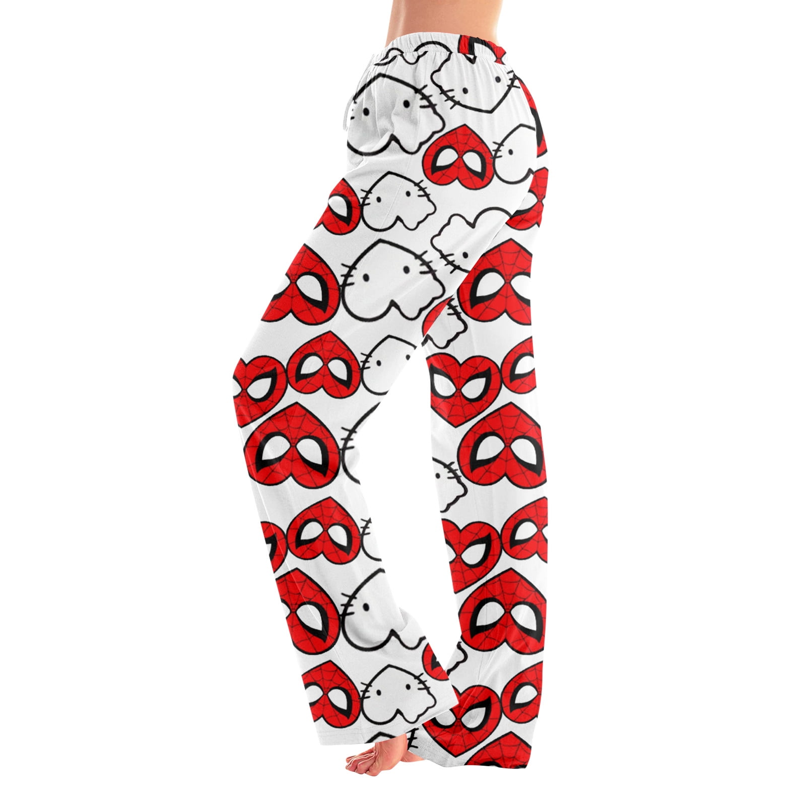 Kawaii Pj Pants Fluffy Women Girls Spiderman Pajama Pants Women Flannel Cute Cartoon Anime Cat
