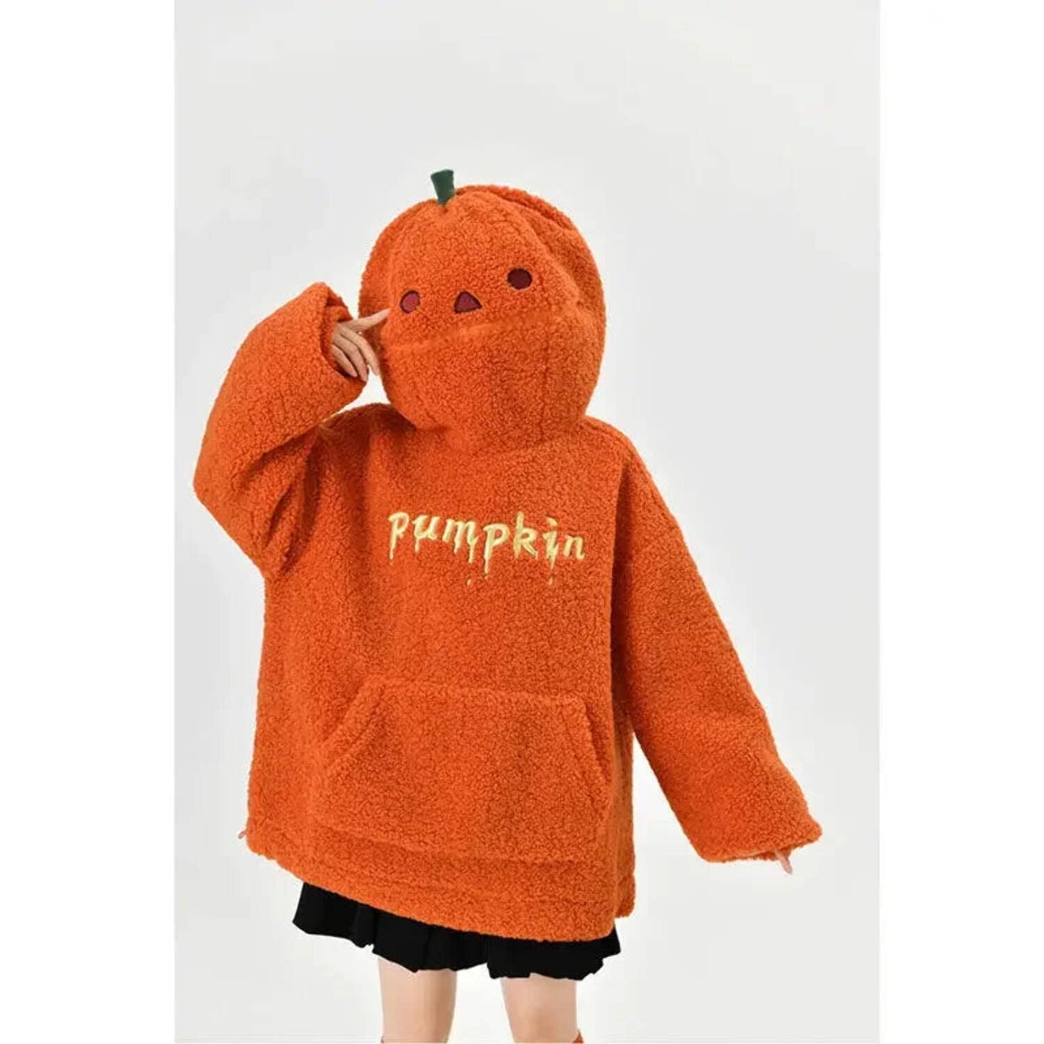 Kawaii Plush Pumpkin Hoodies Women Toy Funny Halloween Berber Fleece ...