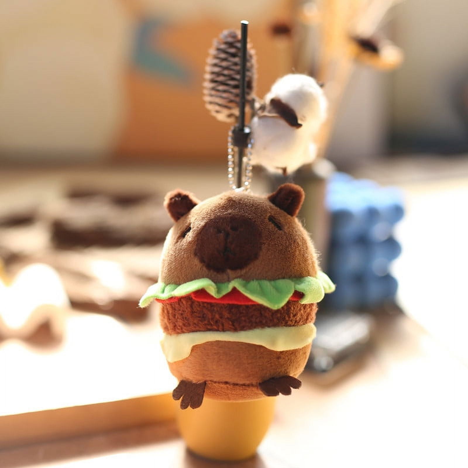 Kawaii Plushie Cute Capybara Hamburger Keychain Plush Simulation ...