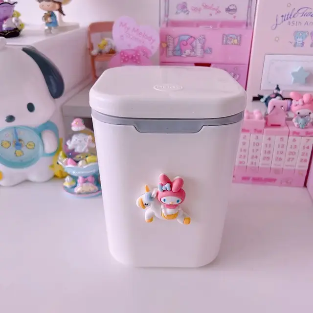 Kawaii Pochacco Cinnamoroll Mini Waste Bins with Cover Desktop Garbage ...