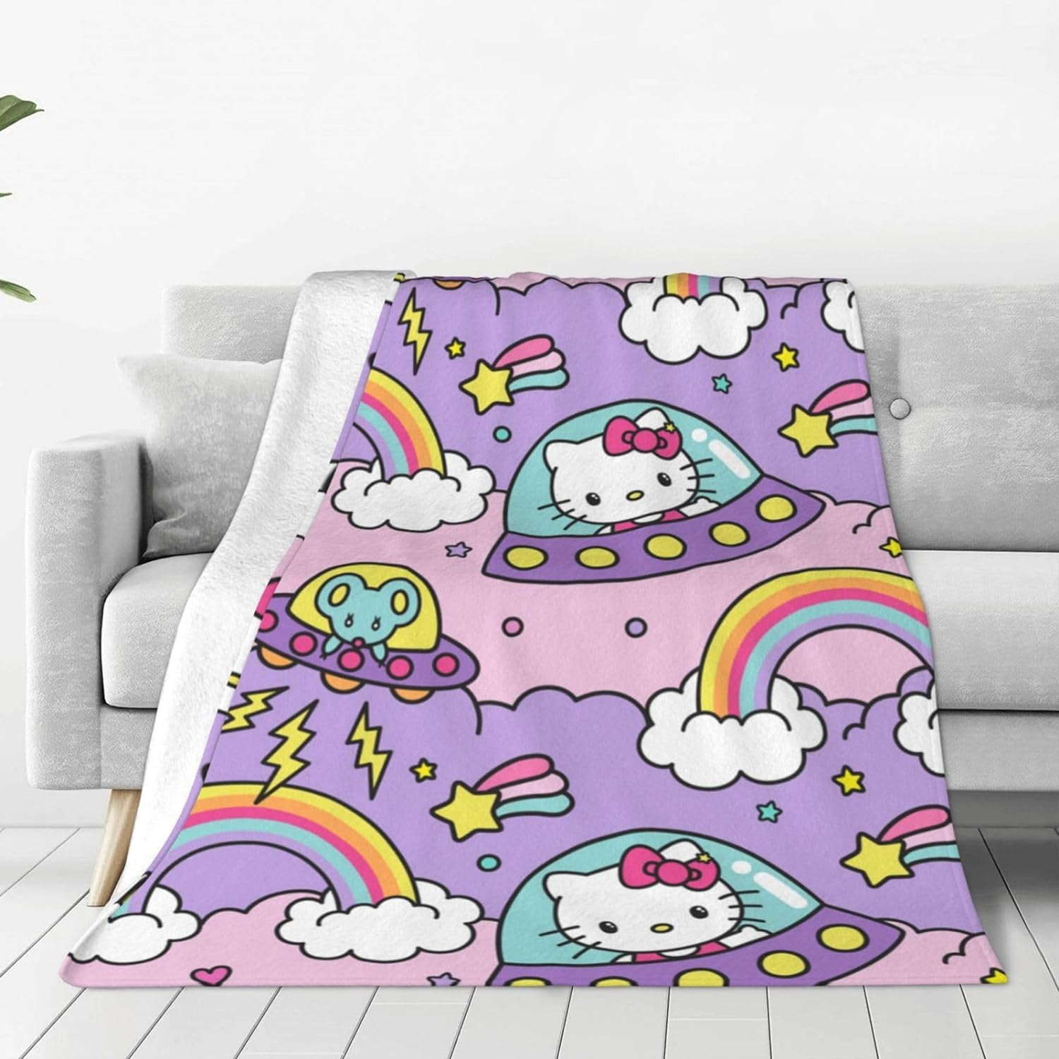 Kawaii Pom-pompurin Ki-tty Light Weight Blanket Pink Anime Character 3D ...