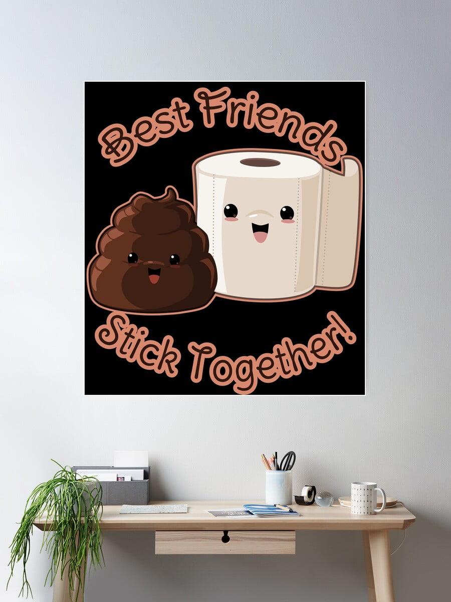 Kawaii Poop And Tp Friends Poster Wall Art, Modern Wall Decor For Living Room Bedroom, 16x24 ...
