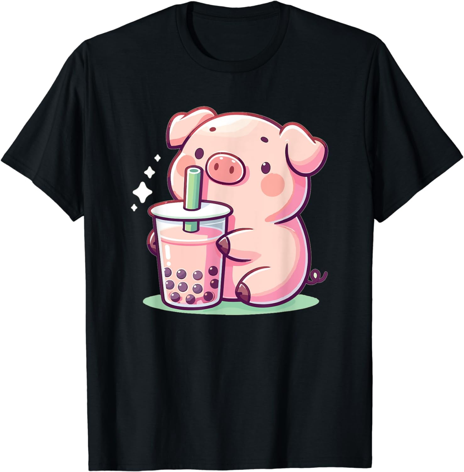 Kawaii Pork Bubble Tea Boba Pig T-Shirt - Walmart.com