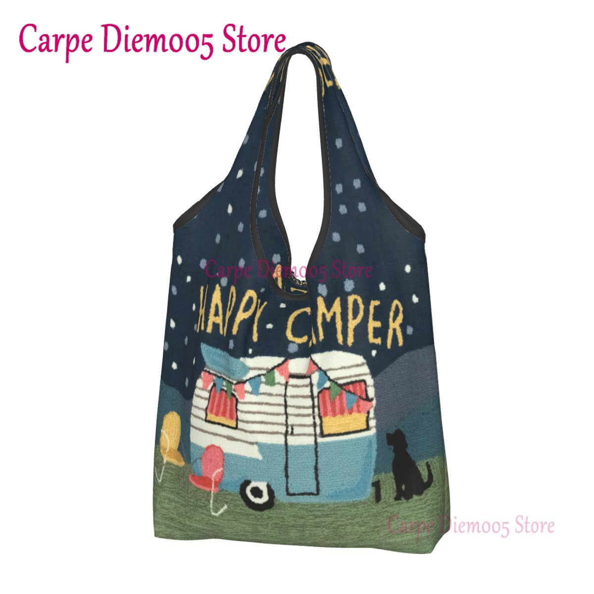 Kawaii Printed Adventure Travel Happy Campers Tote Shopping Bags ...