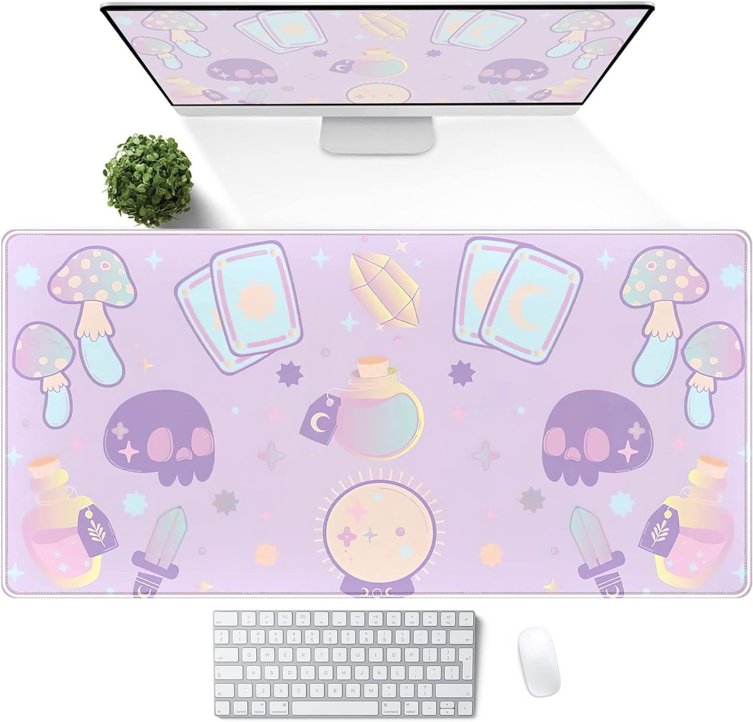 Kawaii Purple Desk Mat,Cute Witchy Elements Mouse Pad, Desk Pad ...