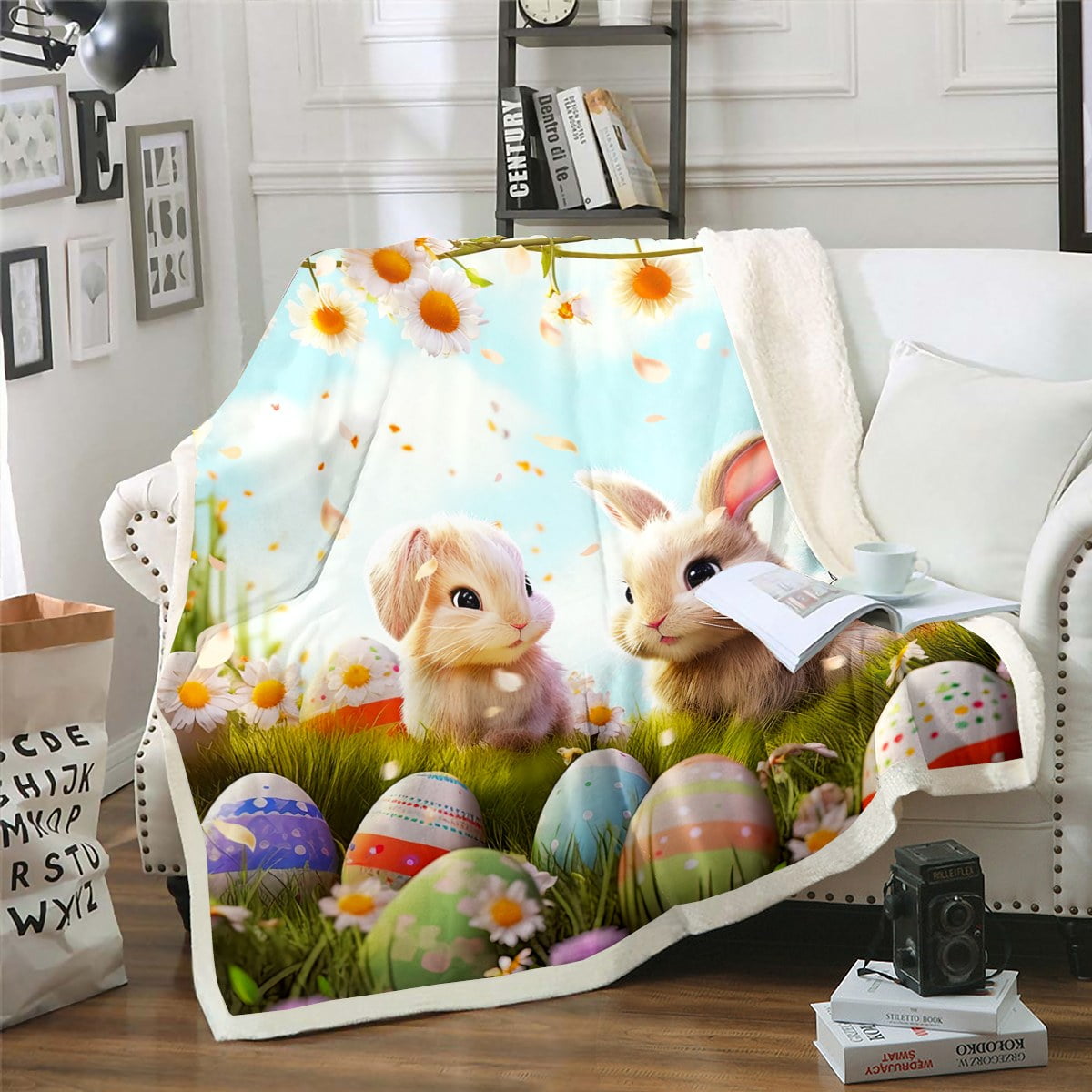 Kawaii Rabbit Blanket for Kids Girls Boys Easter Decorations Throw ...