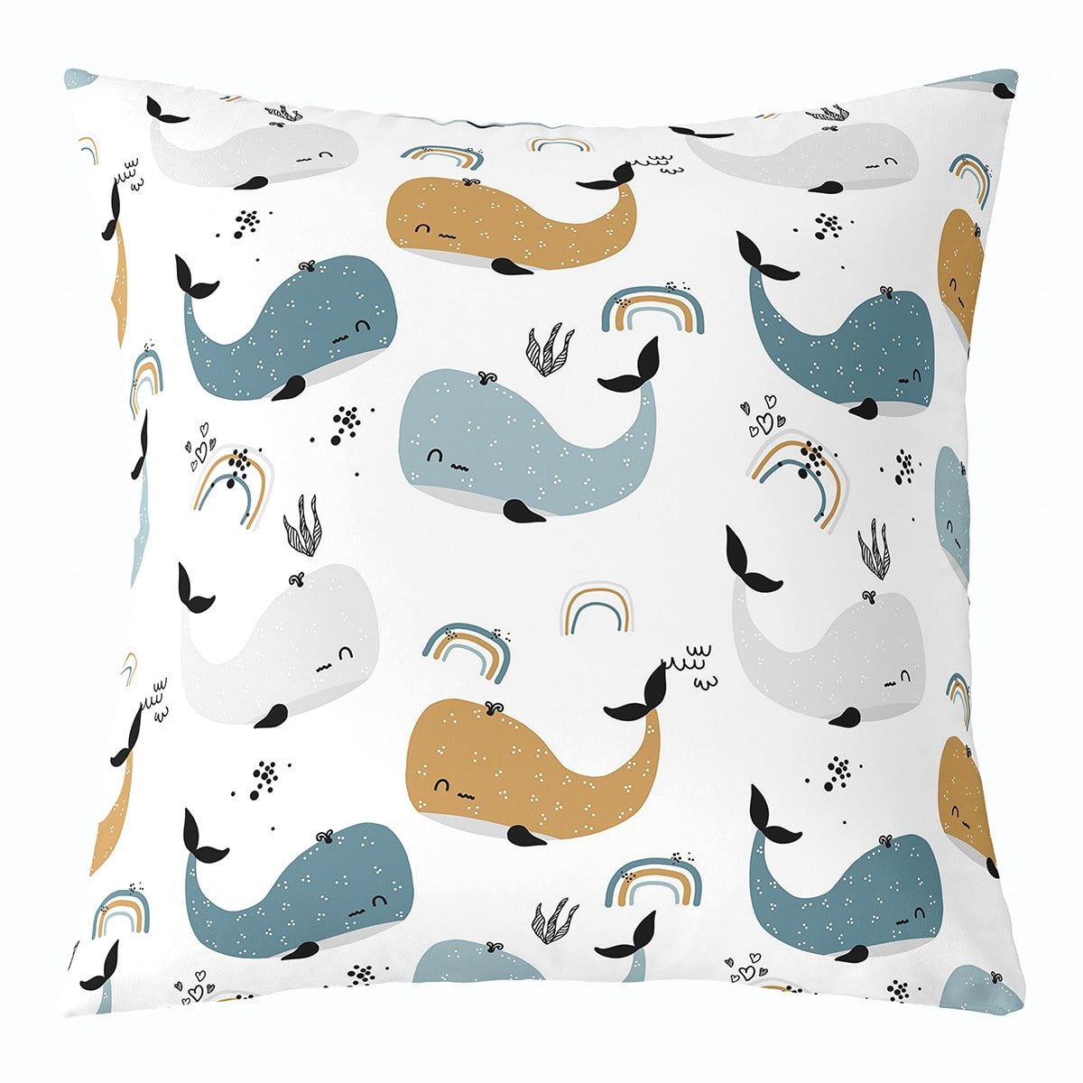 Kawaii Rainbow Whale Throw Pillow Cover 20x20 Inch, Cartoon Whale ...