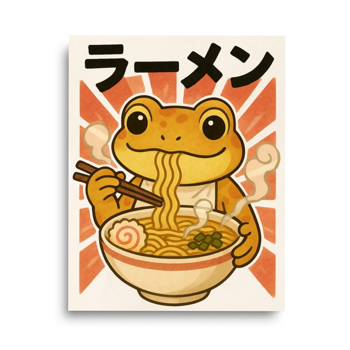 Kawaii Ramen Frog Print, Japanese Kitchen Art, Cute Food Poster, Tokyo ...