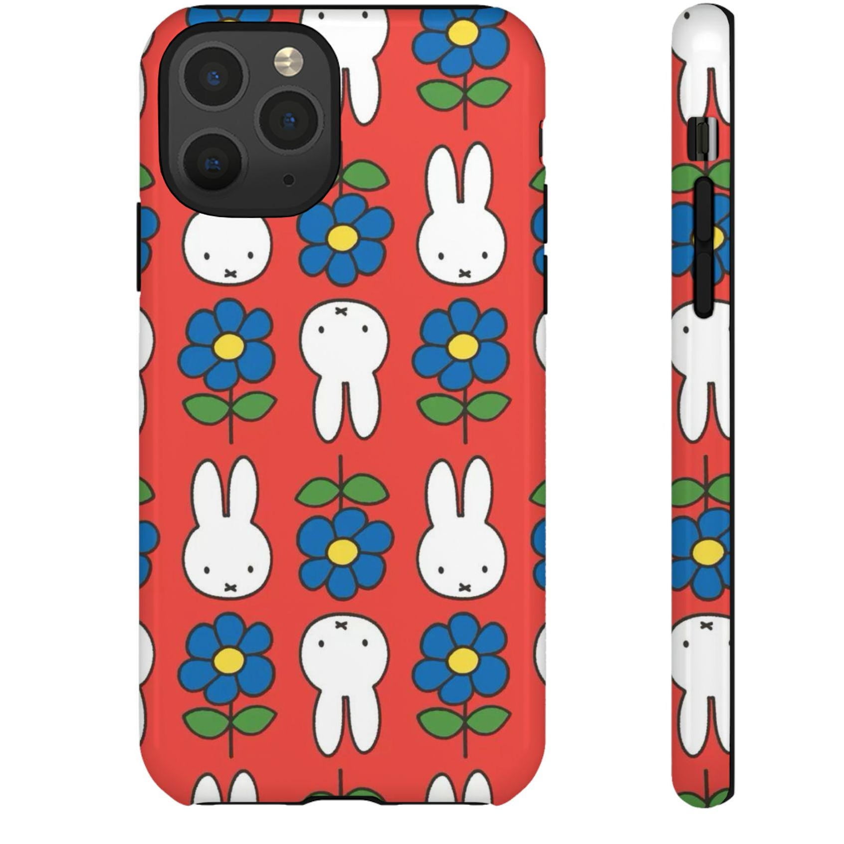 Kawaii Red Floral Bunny Phone Case for iPhone 17 through 11 Pro Max ...