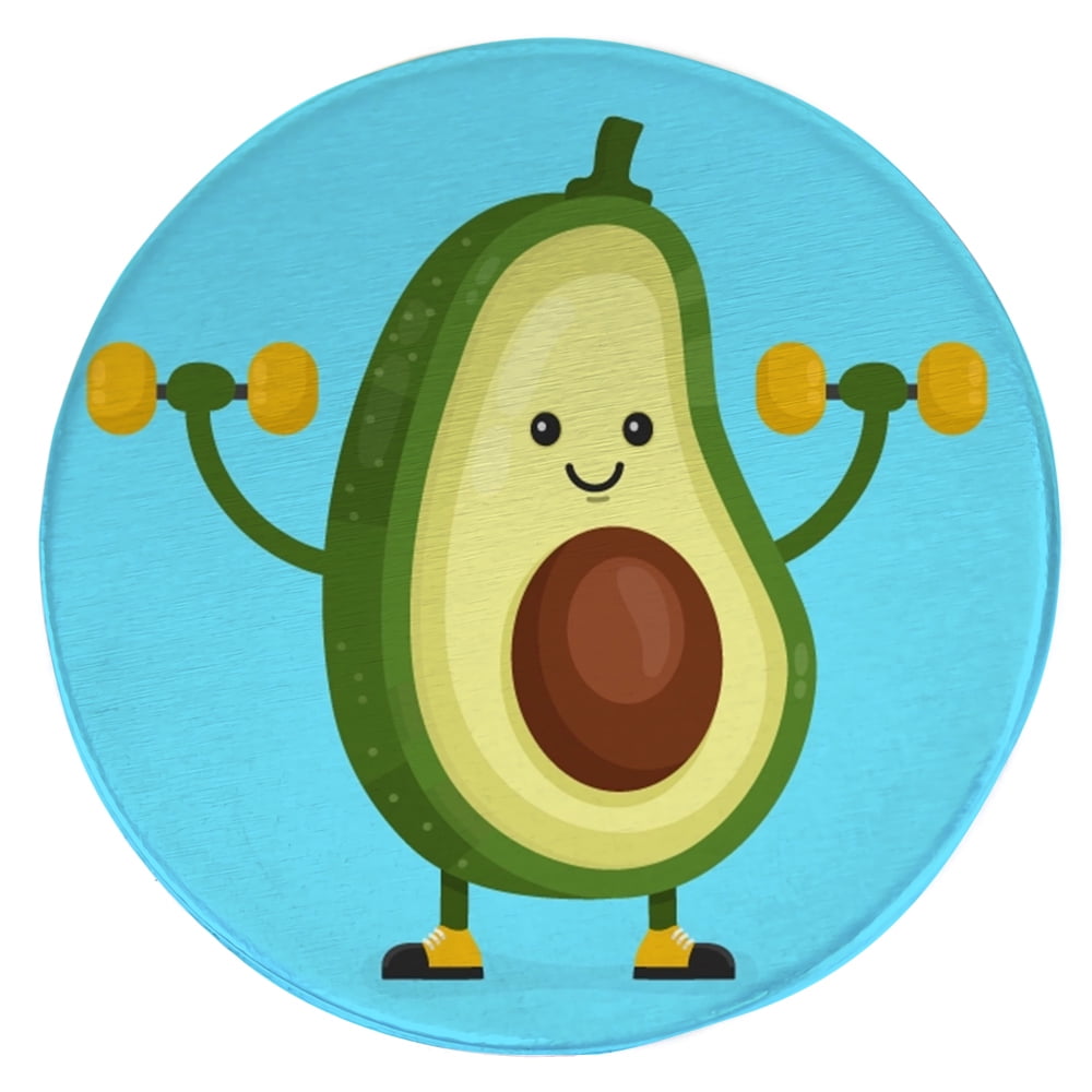 Kawaii Round Carpet Cute Cartoon Avocado Dumbbell Exercise Graphics 3D ...