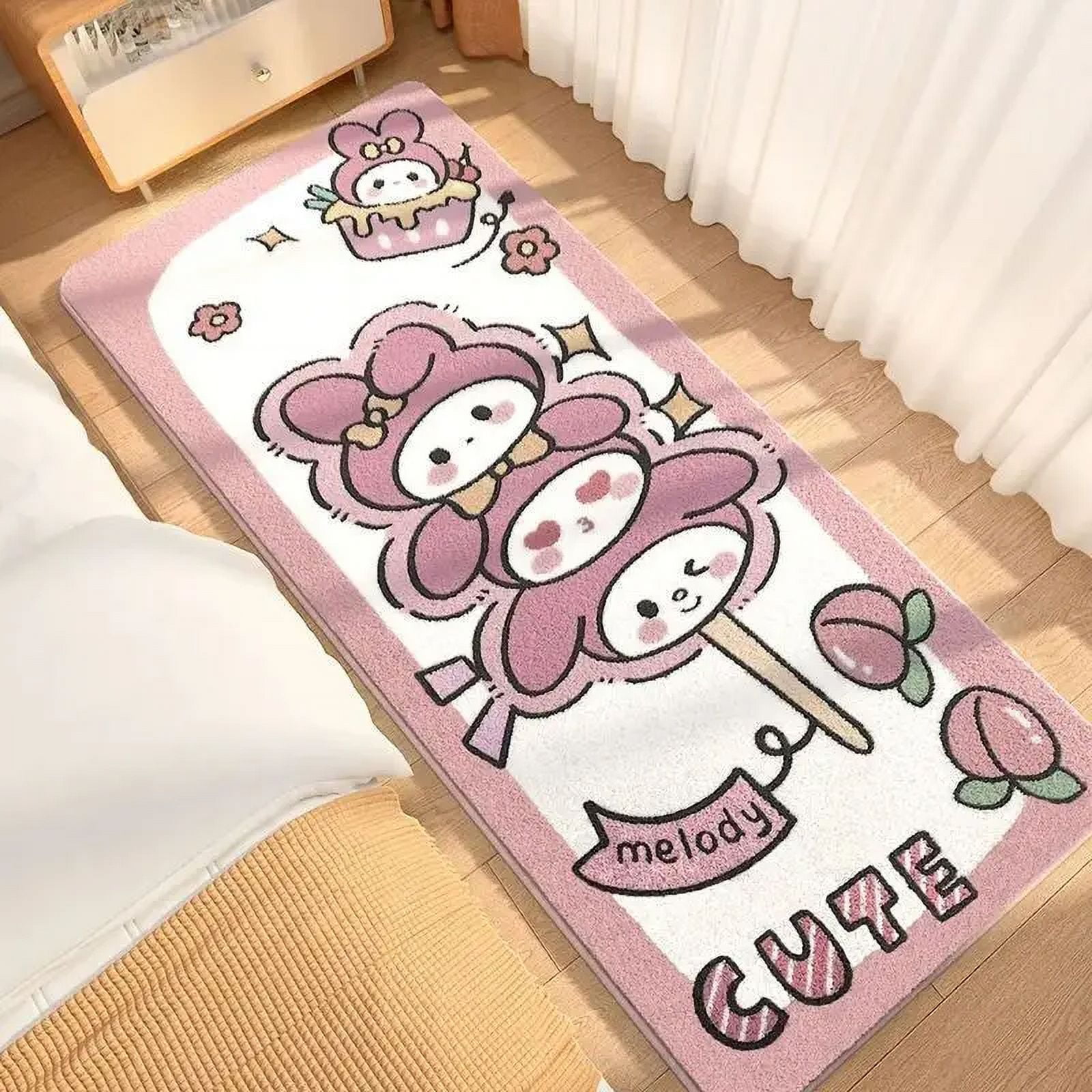 Kawaii Rugs for Bedroom Plush Fluffy Pochacco Melody Cinnamoroll Kuromi ...