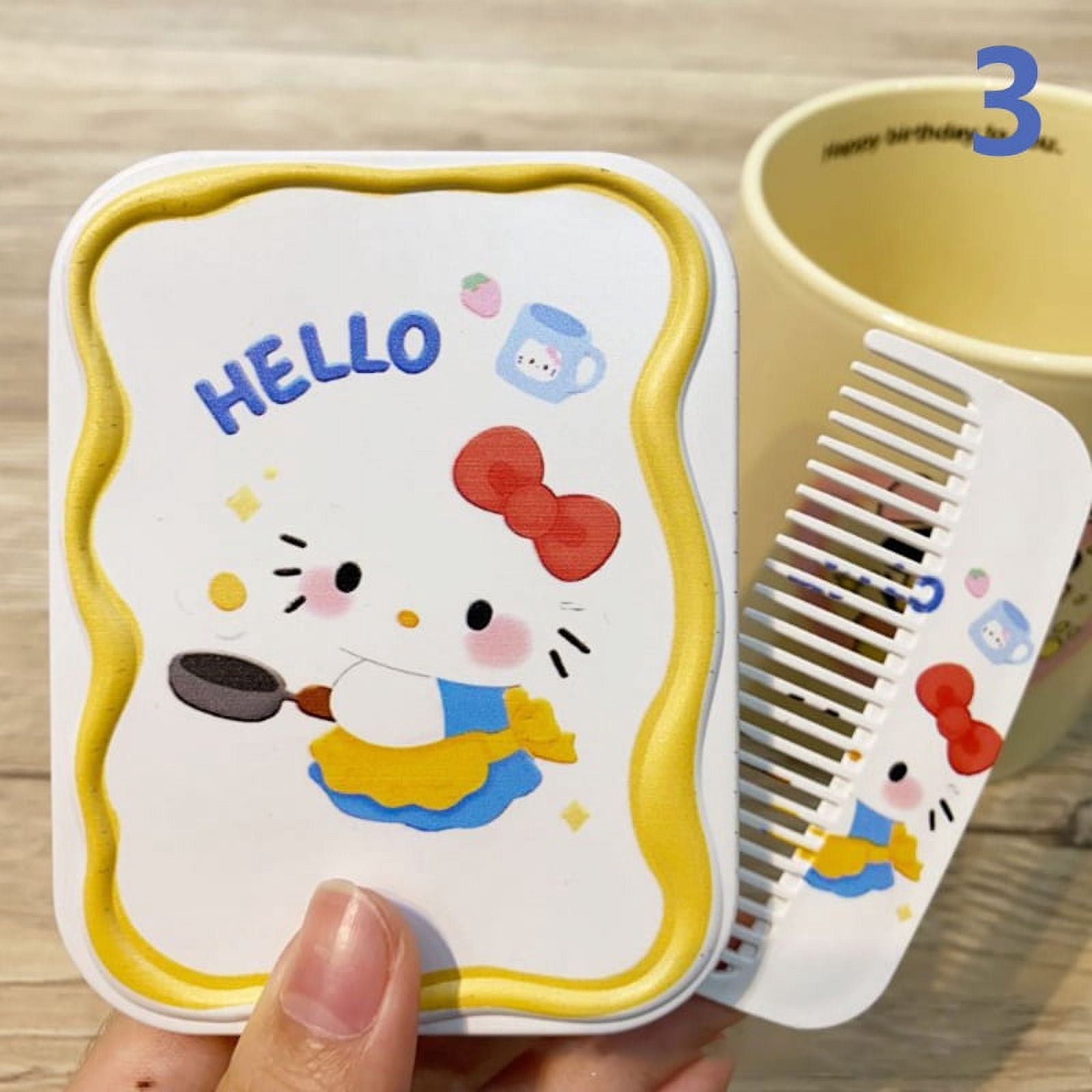 Sanrio Hello Kitty Mini Folding Makeup Mirror With Com Portable Cute ...
