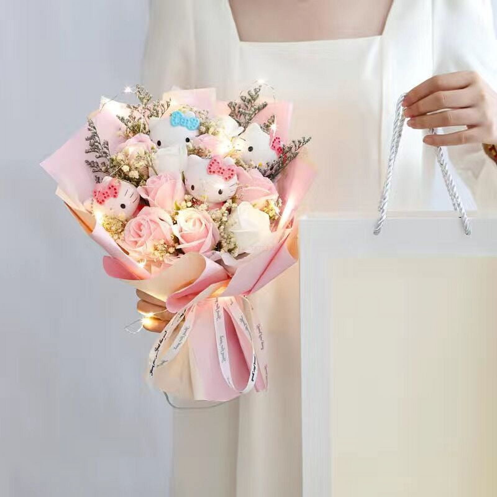 Kawaii Sanrio 6 Hello Kitty Dolls And 6soap Flower Gift Box Cartoon ...