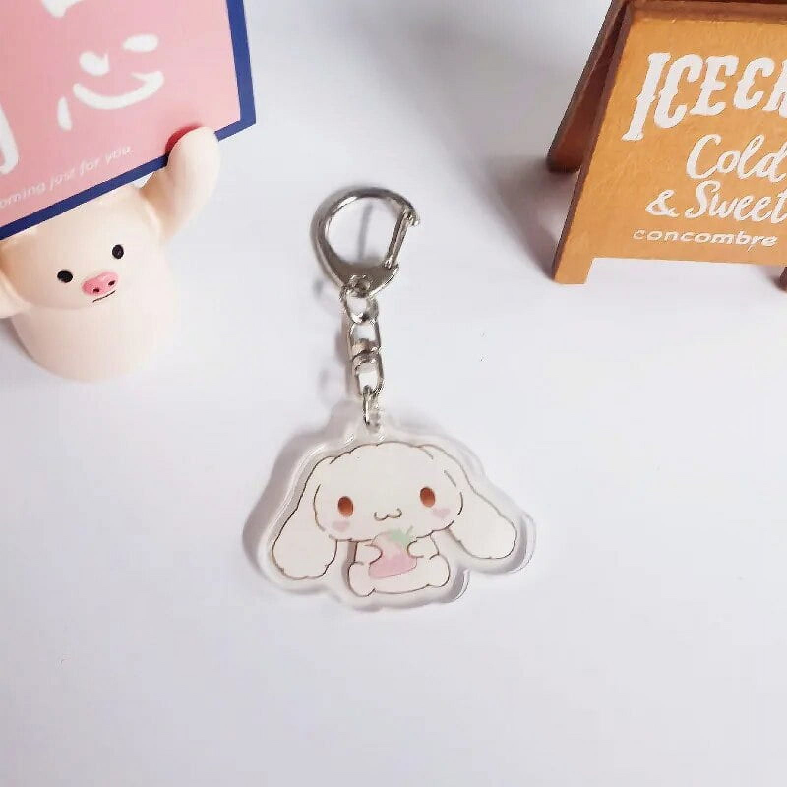 Kawaii Sanrio Acrylic Keychain Cute Cinnamoroll Pendant Keyring Cartoon ...