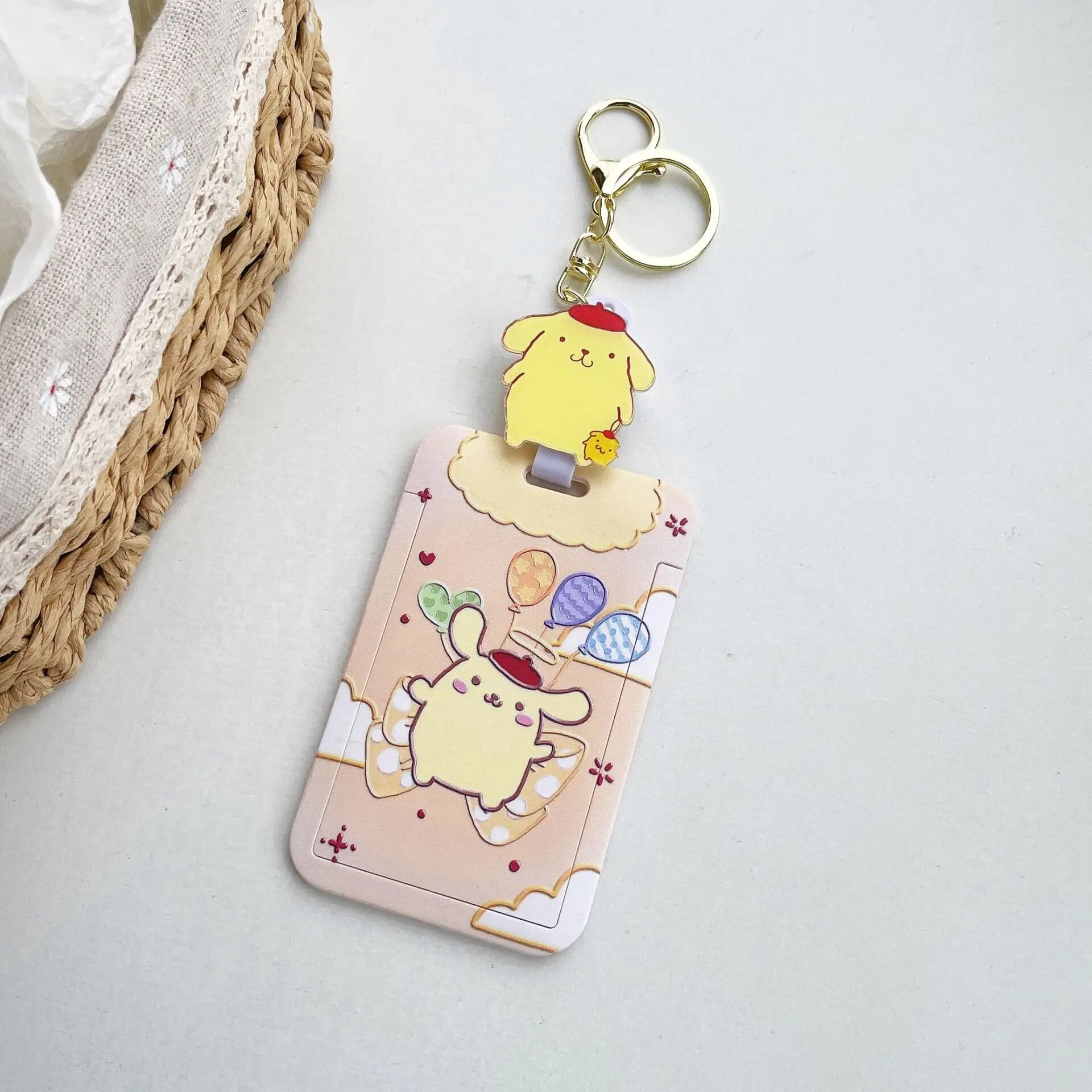 Kawaii Sanrio Anime Keychain Retractable Card Holder Hello Kitty Kuromi ...