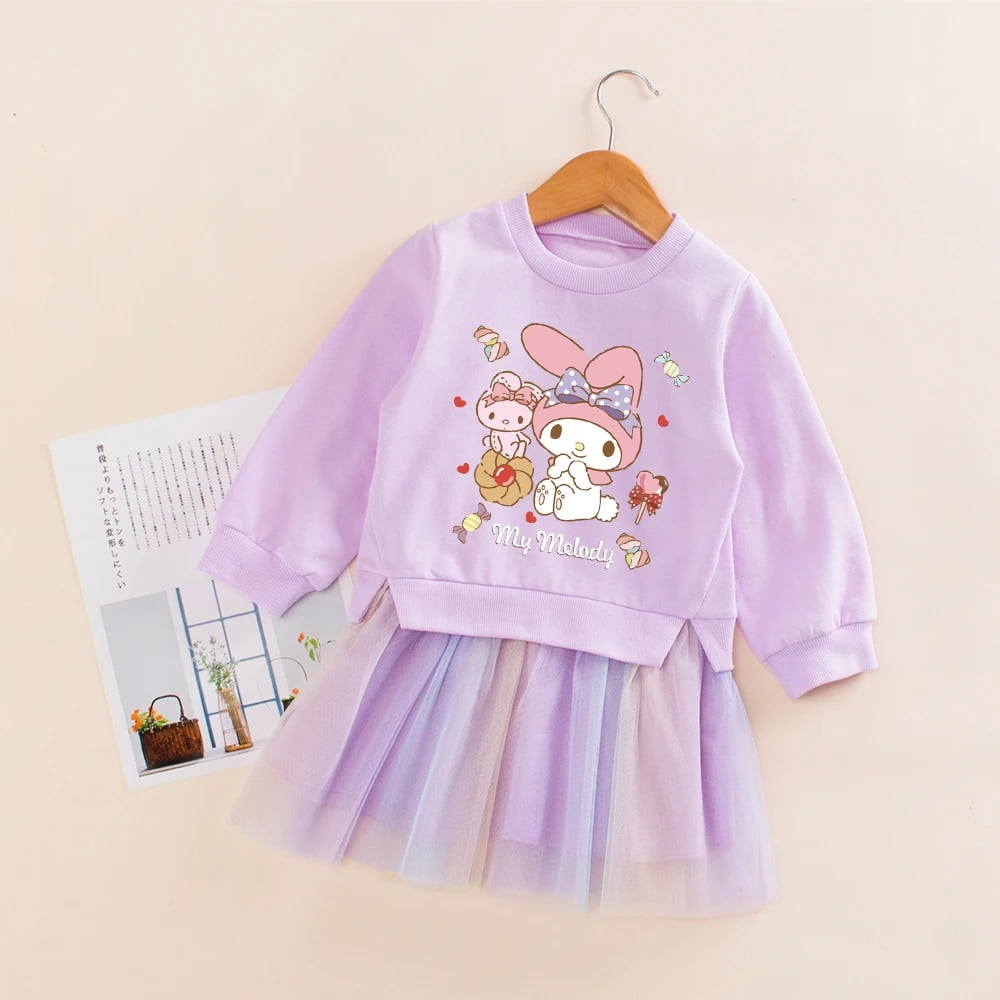 Kawaii Sanrio Anime My Melody Kuromi Girl Princess Vintage Dress Kid ...