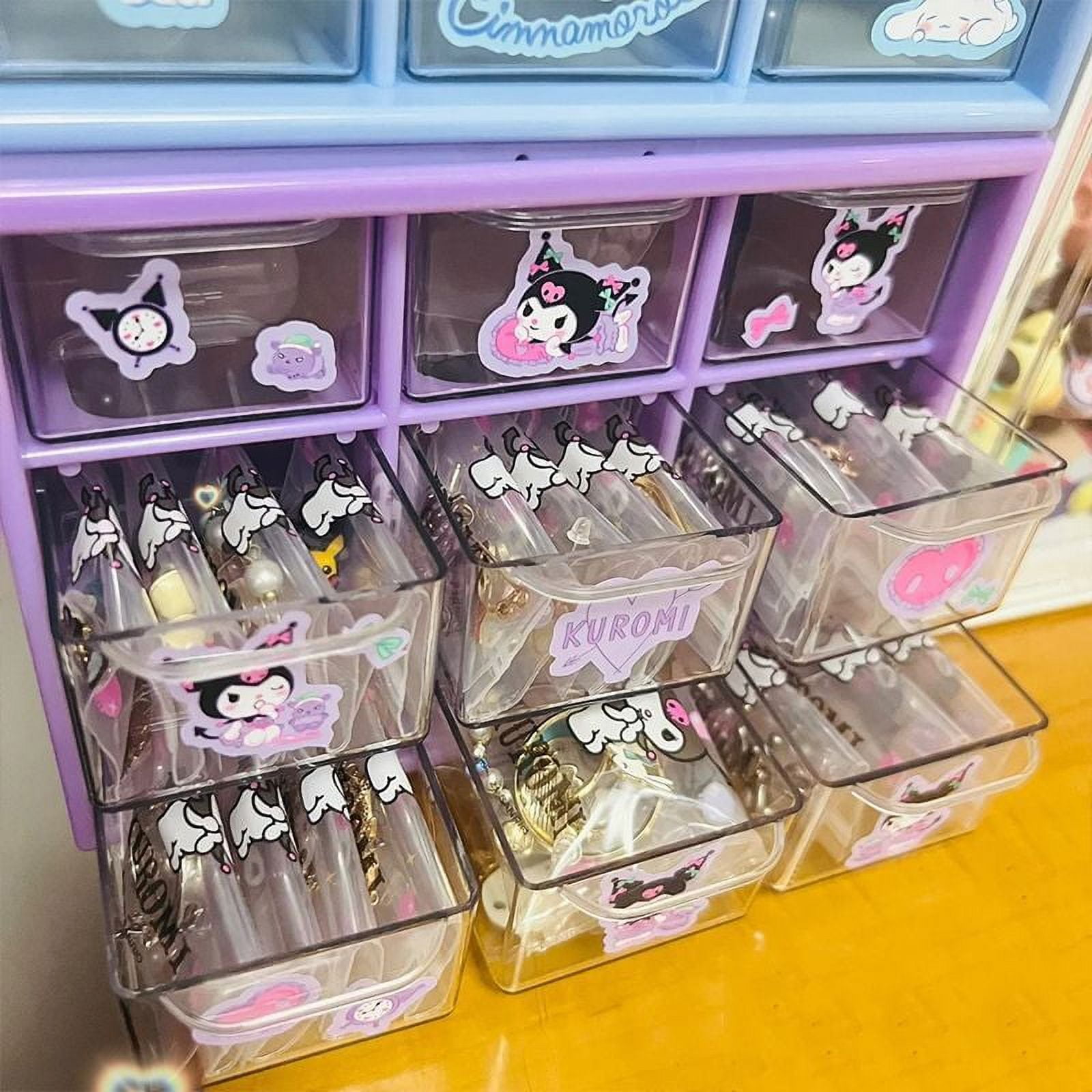 Kawaii Sanrio Anime Nine Palace Grid Storage Box Cute My Melody Kuromi ...