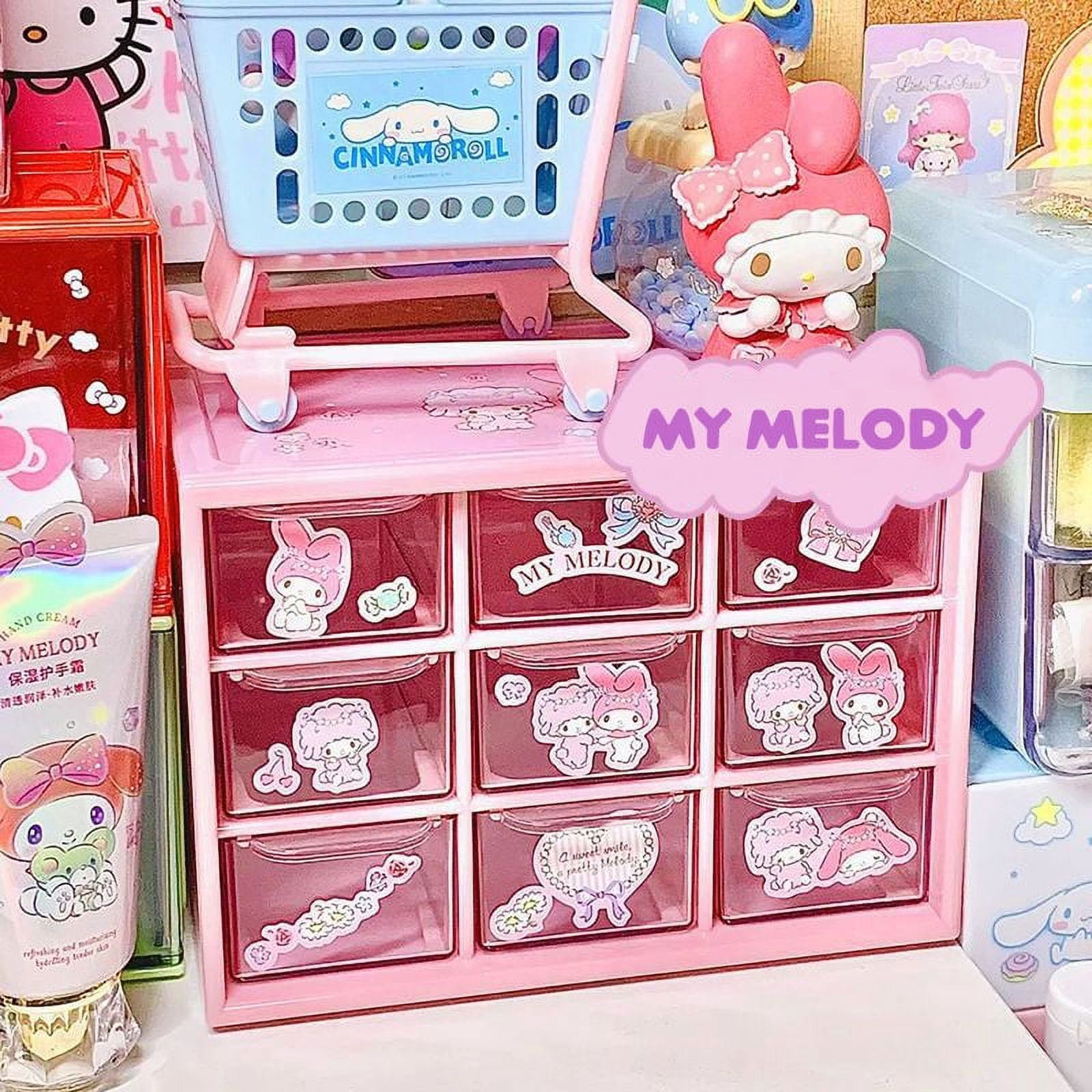 Kawaii Sanrio Anime Nine Palace Grid Storage Box Cute My Melody Kuromi ...