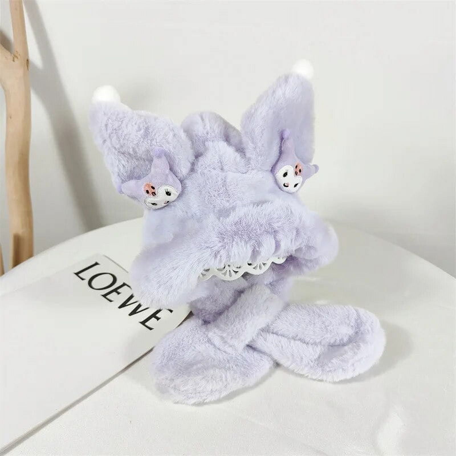 Kawaii Sanrio Anime Plush Doll Hat Scarf Kuromi Cute Cartoon Windproof ...