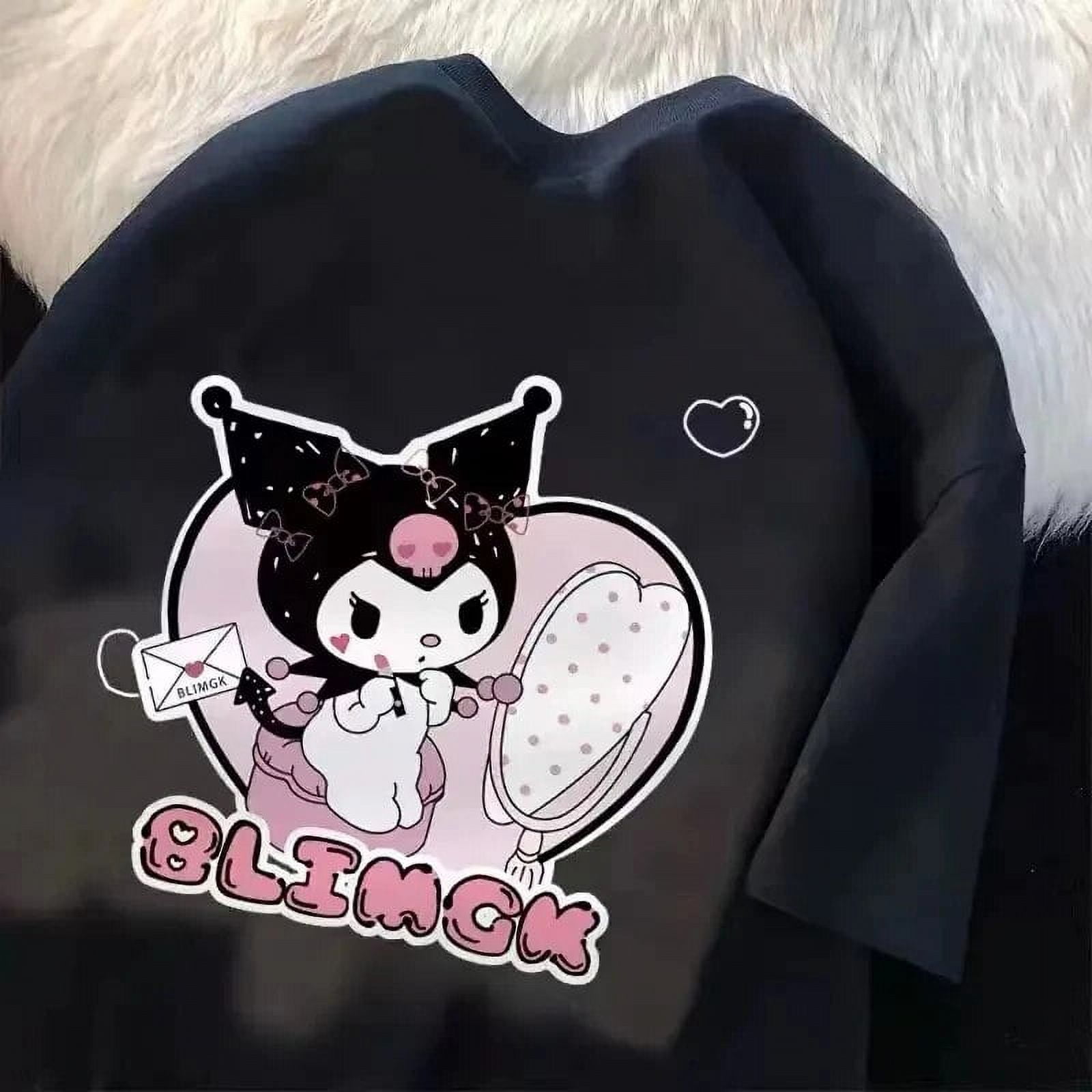 Kawaii Sanrio Anime Print T-Shirts Womens Kuromi Cinnamoroll Cartoon ...