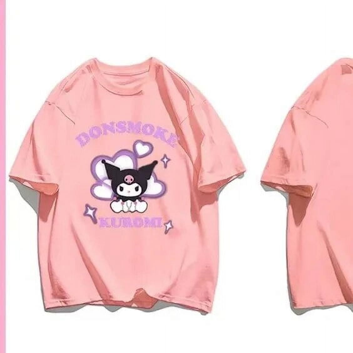 Kawaii Sanrio Anime Print T-Shirts Womens Kuromi Cinnamoroll Cartoon ...