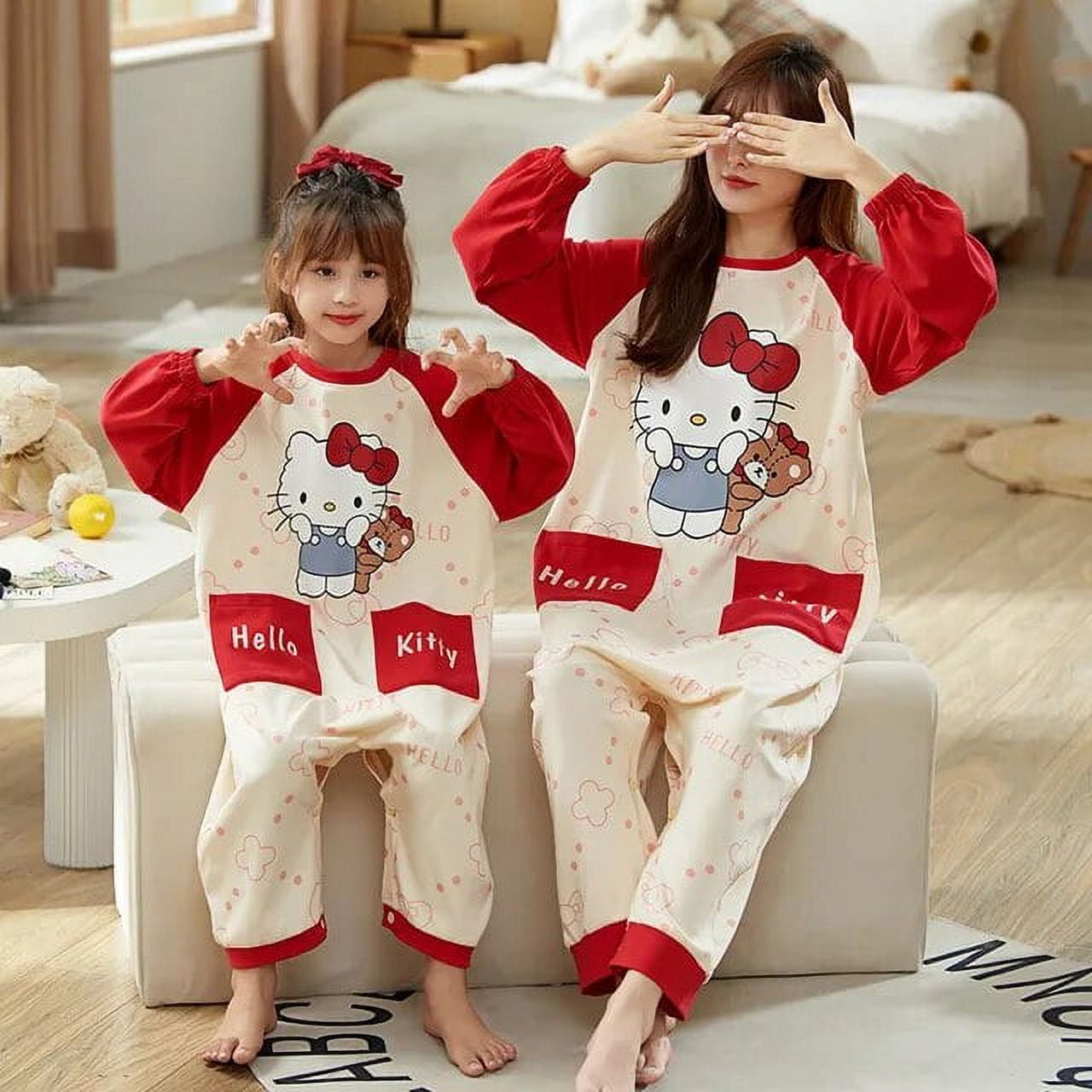Kawaii Sanrio Cartoon Hellokitty Pure Cotton Pajamas girl Anime Melody ...
