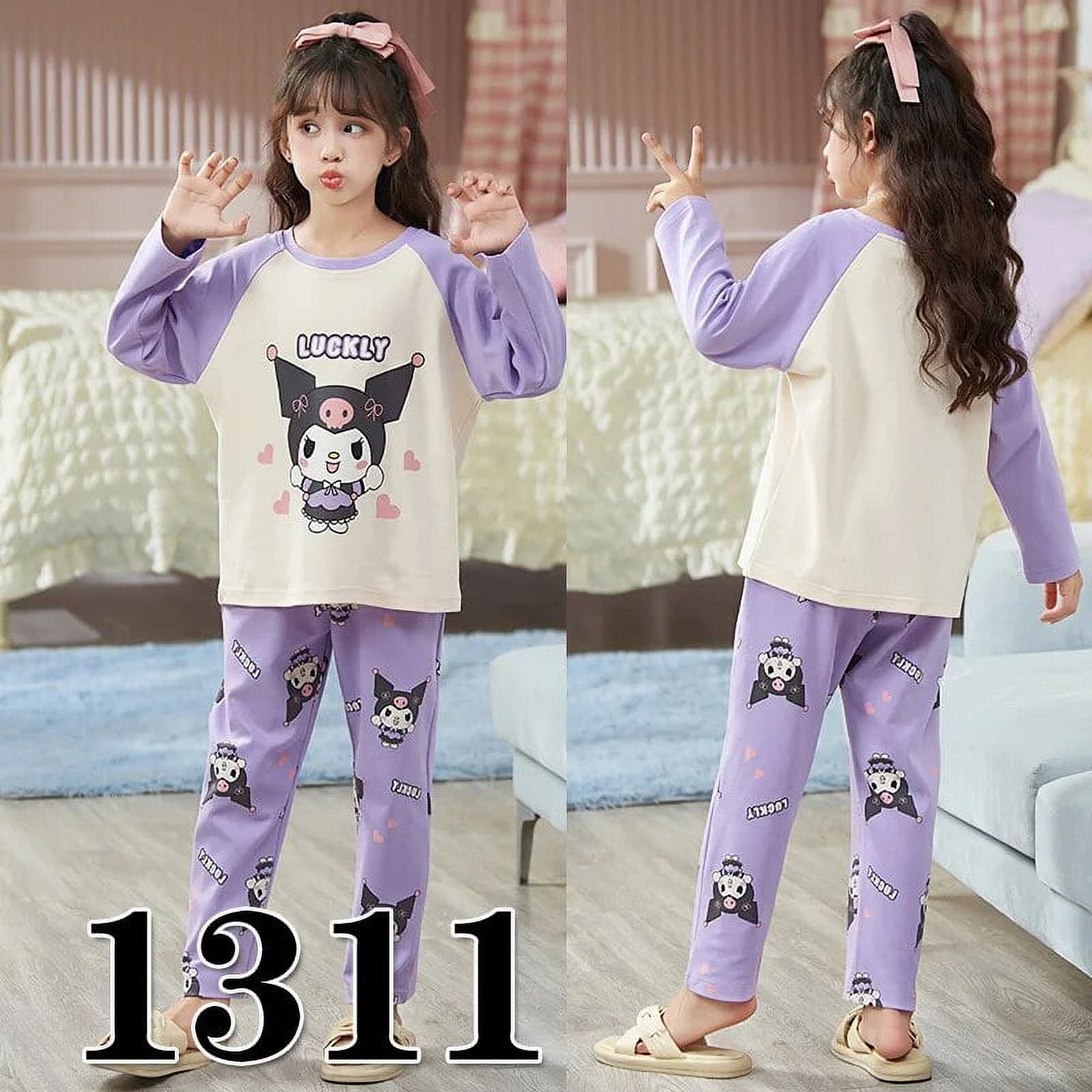 Kawaii Sanrio Cartoon Kuromi Mymelody Cinnamoroll Pachacco Cute Pajamas ...