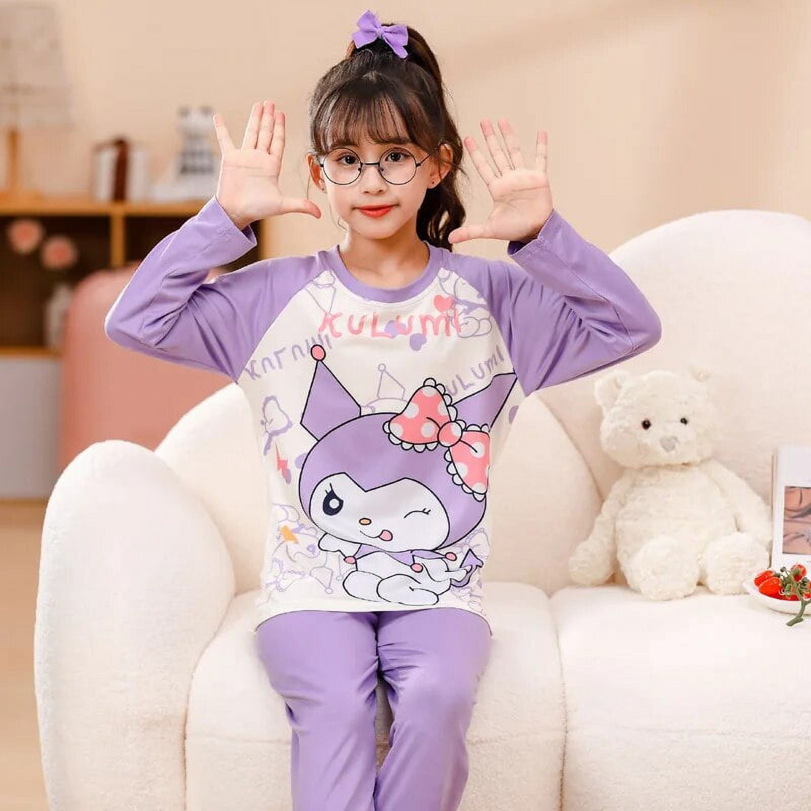 Kawaii Sanrio Cartoon Kuromi Mymelody Cinnamoroll Pachacco Cute Pajamas ...