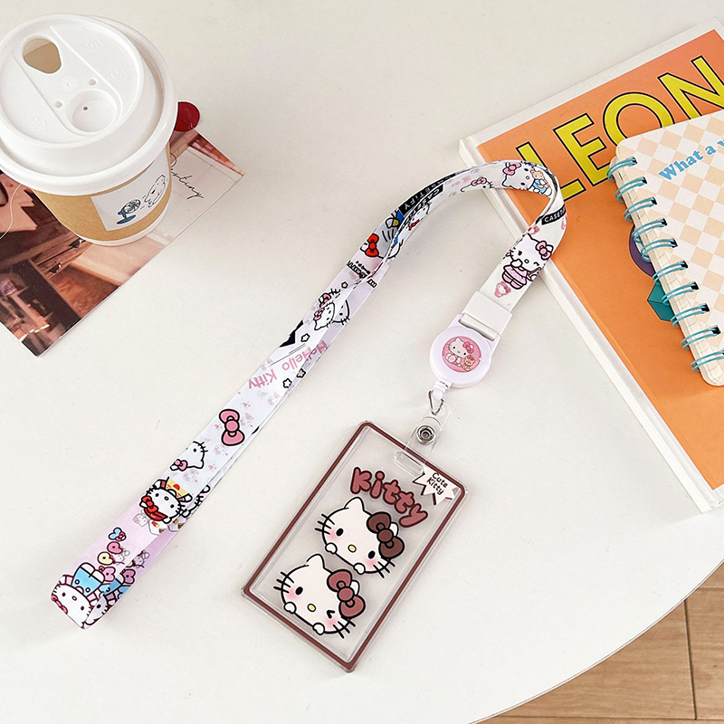 Kawaii Sanrio Cartoon Transparent Credential Badge Holder Anime Figure ...