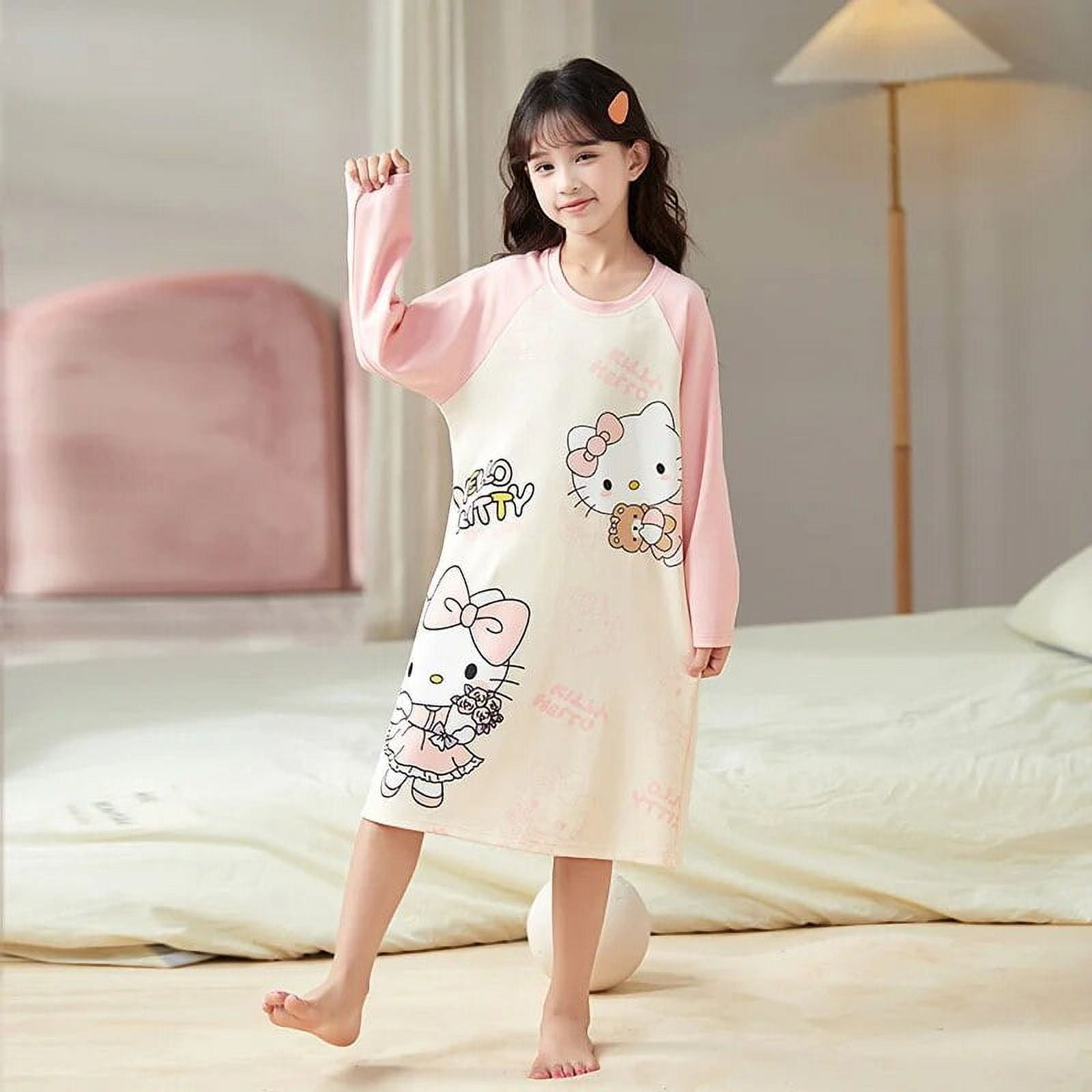 Kawaii Sanrio Children Cartoon Nightgown Hello Kitty Cinnamoroll ...