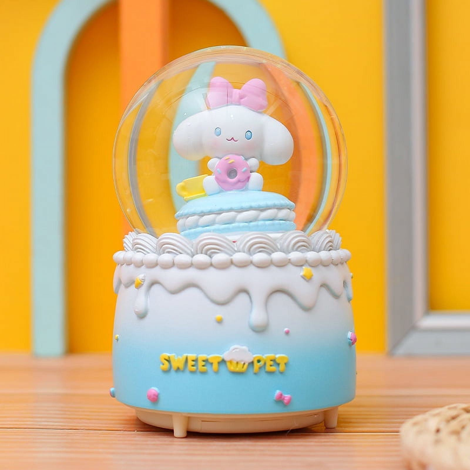 Kawaii Sanrio Cinnamon Dog Crystal Ball Music Box Snowflake Luminous ...