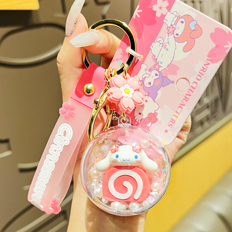 Kawaii Sanrio Cinnamoroll Keychain Anime Acrylic Cherry Key Chain High ...
