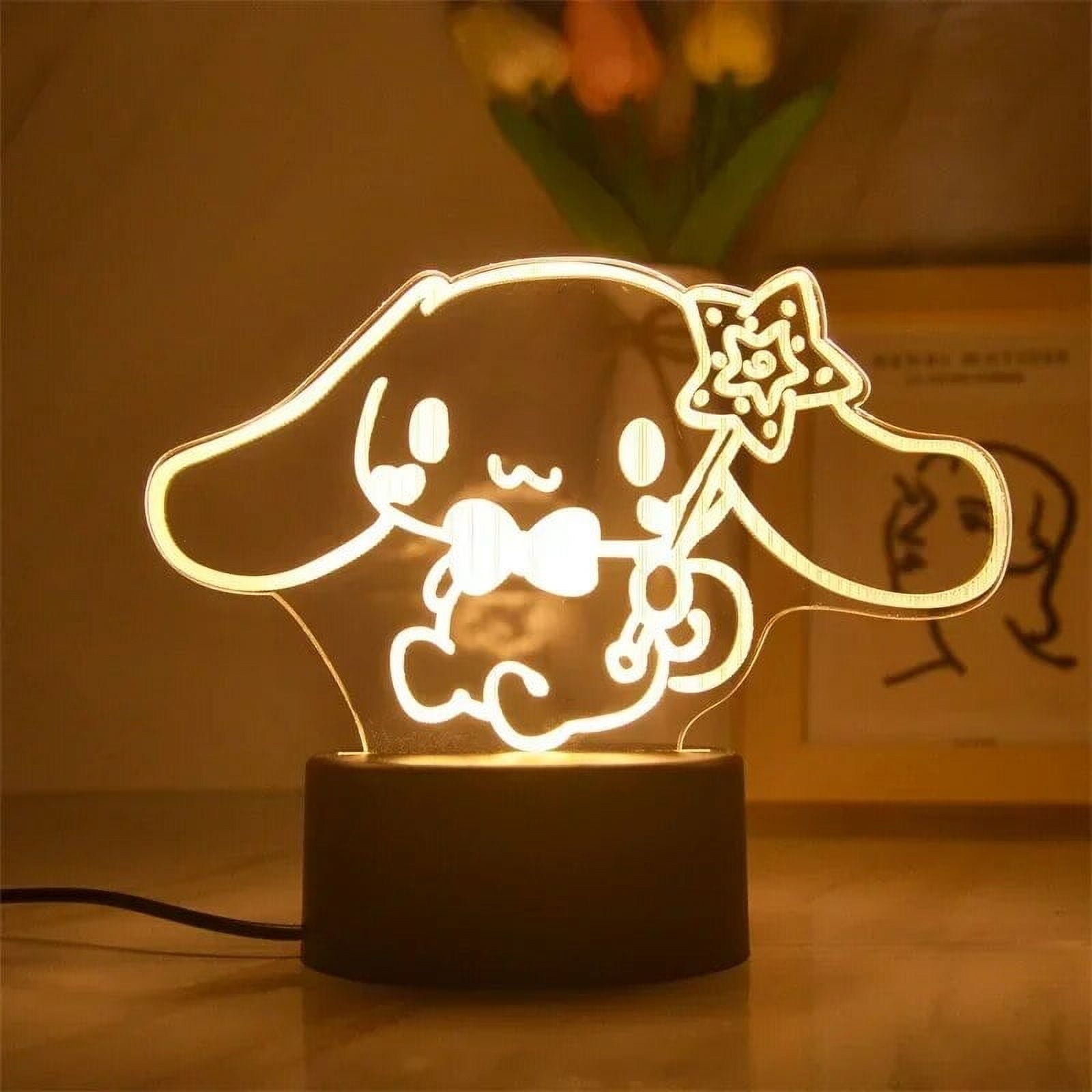 Kawaii Sanrio Cinnamoroll Kuromi Melody Anime Night Light Crescent Moon ...