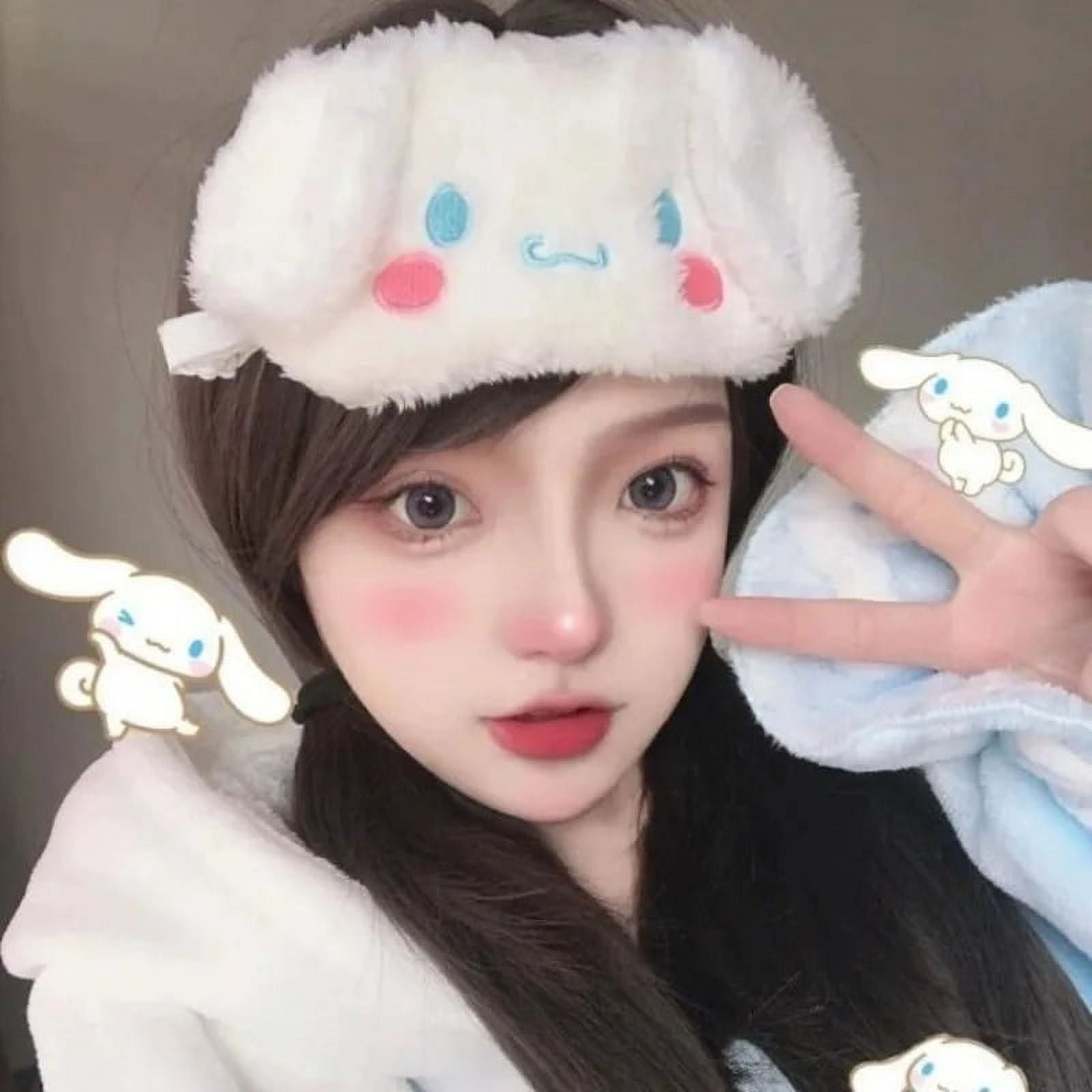 Kawaii Sanrio Cinnamoroll Plush Eye Mask Anime Cinnamoroll Blackout Eye ...