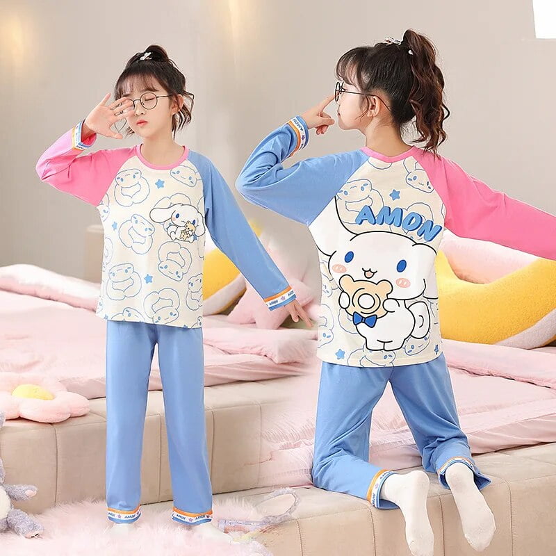Kawaii Sanrio Cotton Pajamas Set Cinnamoroll Children Pajamas Hello ...