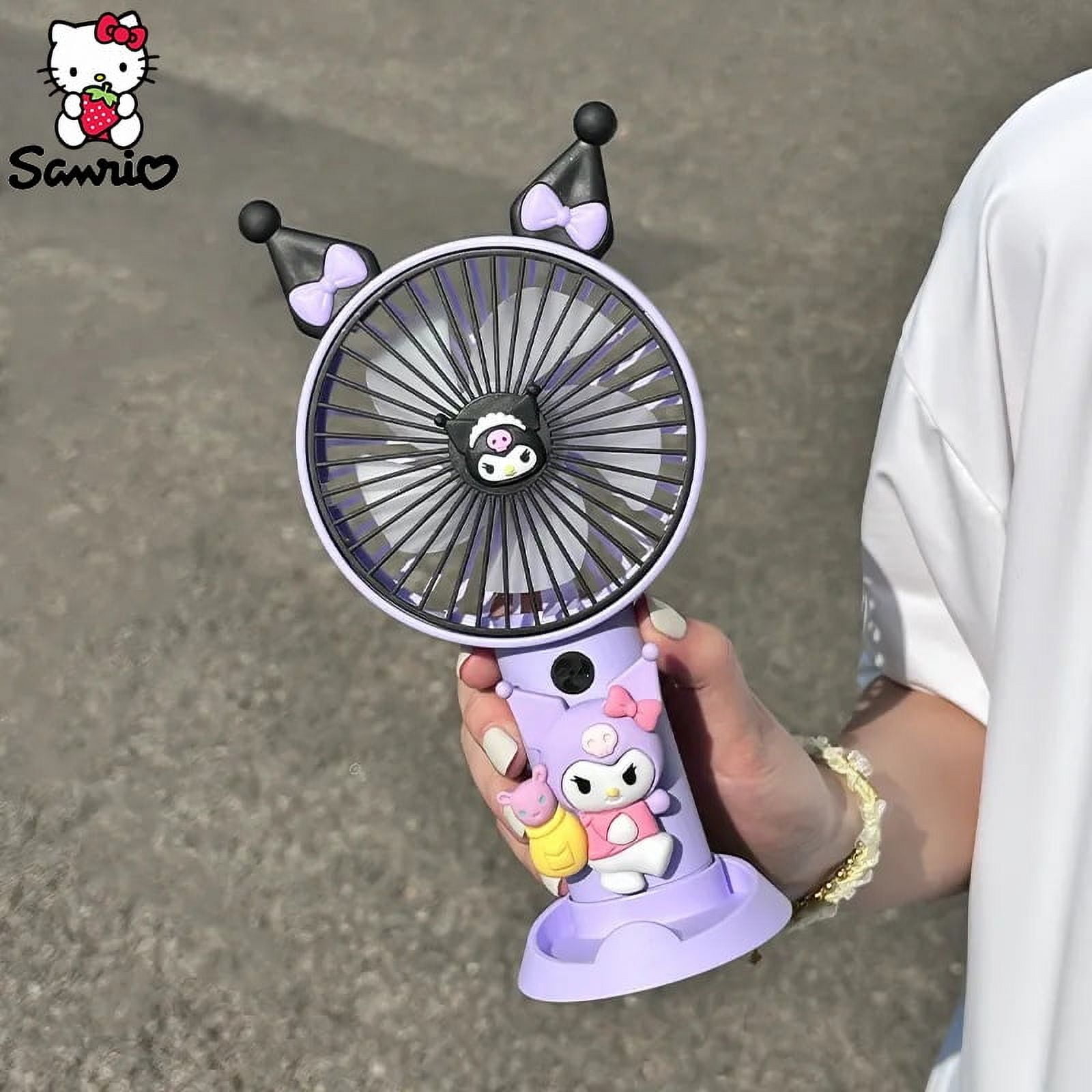Kawaii Sanrio Fan Kuromi Mobile Phone Stand Cinnamoroll Mini Fan ...