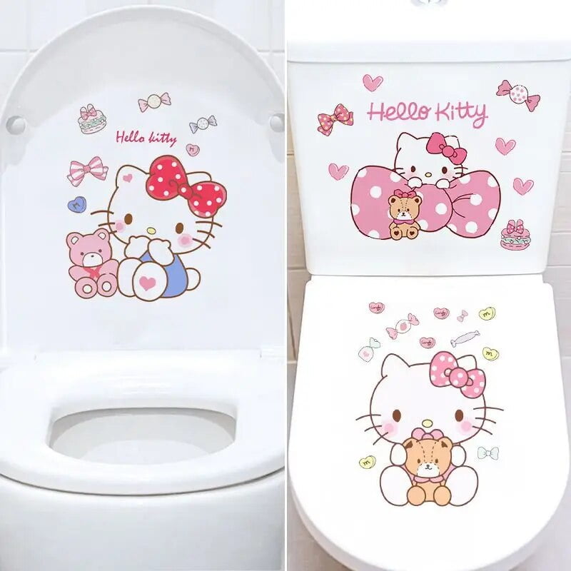 Kawaii Sanrio Hello Kitty Anime Cartoon Toilet Waterproof Toilet Cover ...