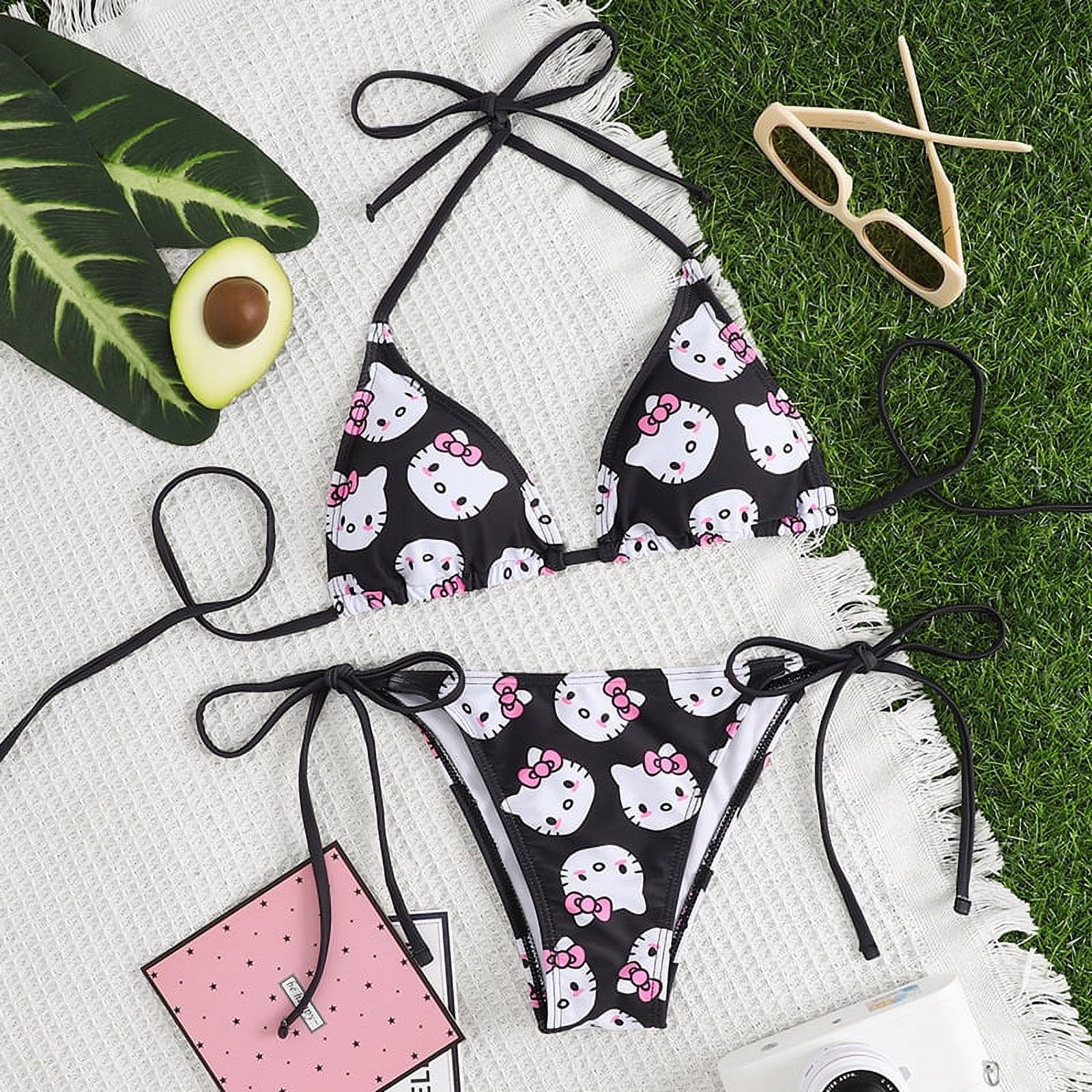 Kawaii Sanrio Hello Kitty Bikini Set Cute Anime Y2k Swimsuit Panties