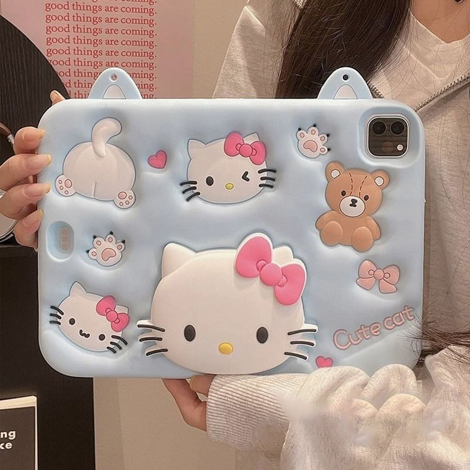 Kawaii Sanrio Hello Kitty IPad Case Cute Cartoon Silica Gel Anti Bending Lazy Stand Air4 5 Mini6 ...