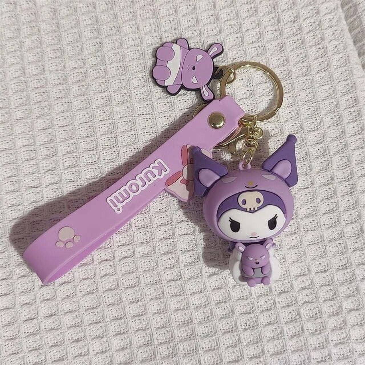 Kawaii Sanrio Hello Kitty Keychain My Melody Kuromi Cinnamoroll Pompom ...