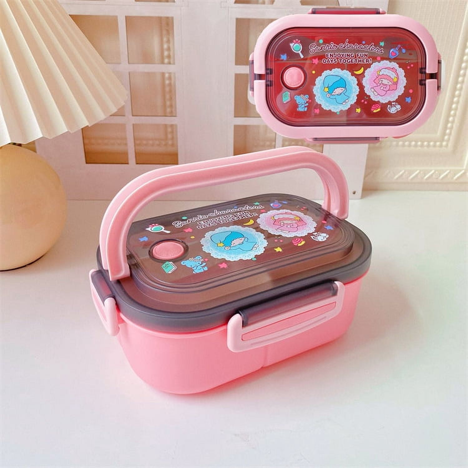 Kawaii Sanrio Hello Kitty Kuromi Double-Layer Bento Box Anime Portable ...