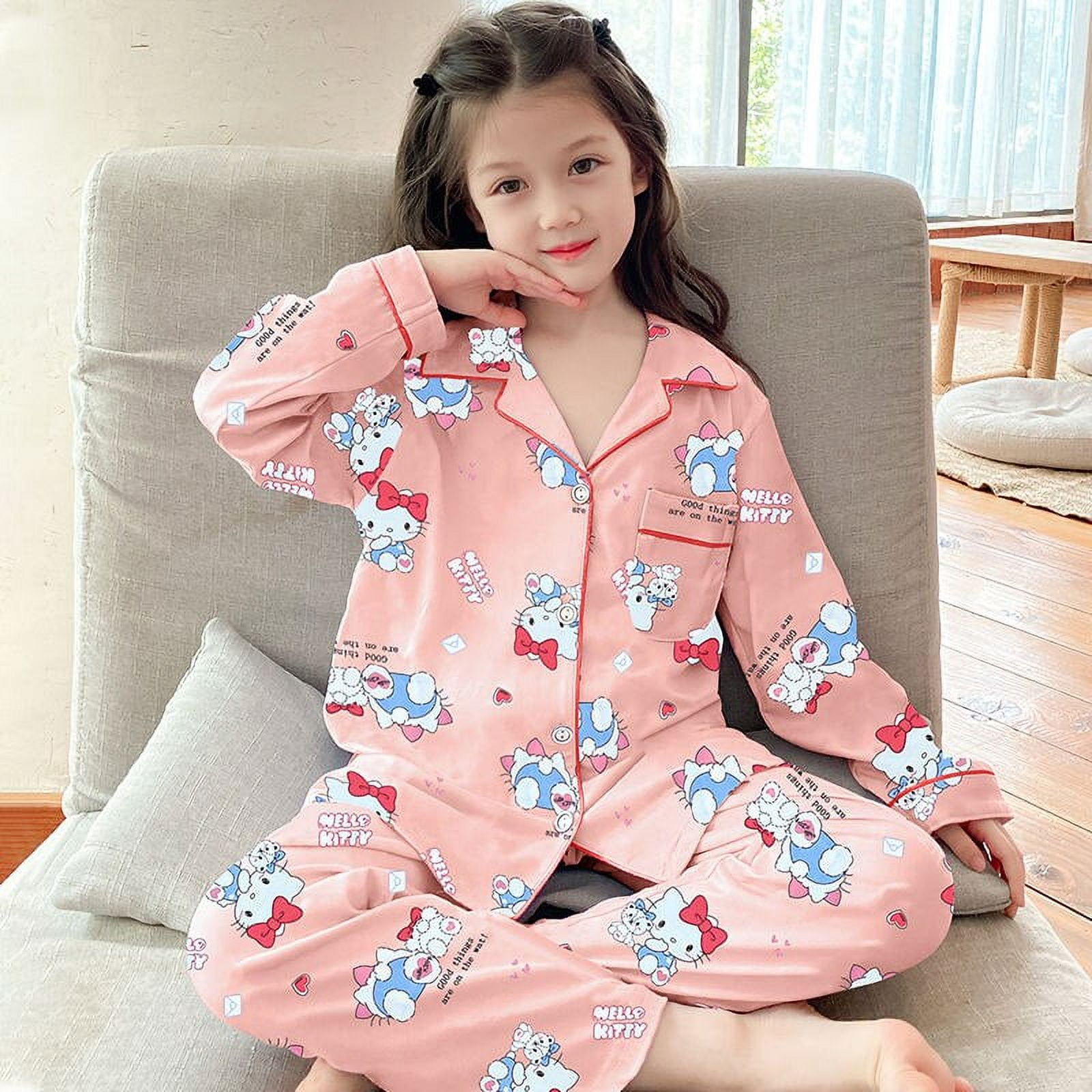Kawaii Sanrio Hello Kitty Kuromi Spring and Fall Children's Pajamas ...