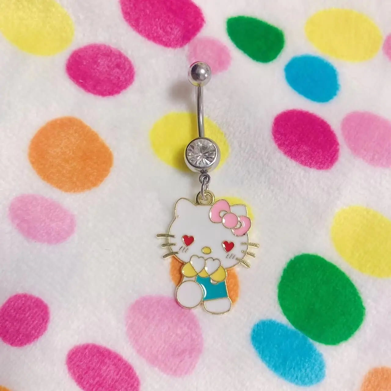 Kawaii Sanrio Hello Kitty Navel Nail Belly Button Ring Female New ...