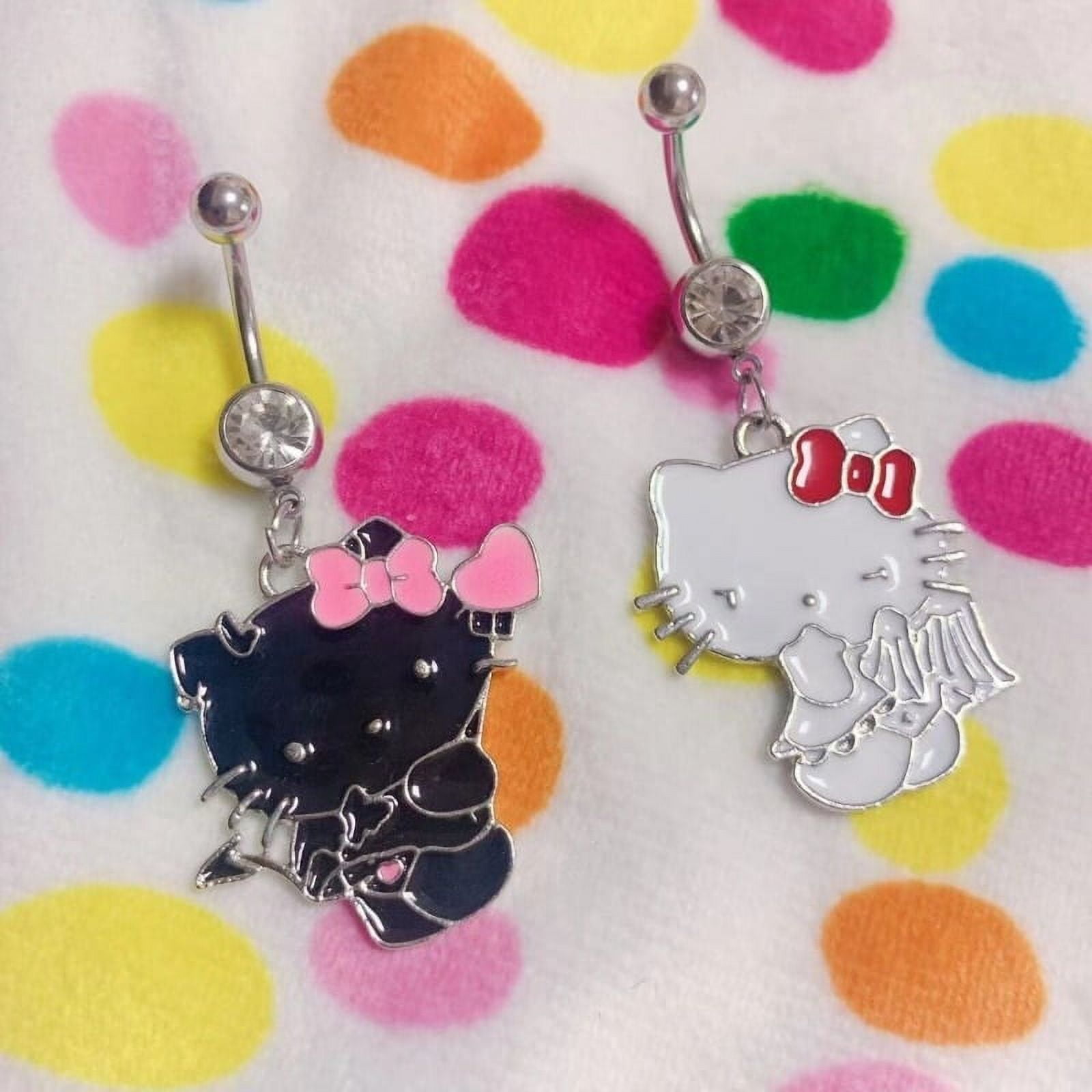 Kawaii Sanrio Hello Kitty Navel Nail Belly Button Ring Female New ...
