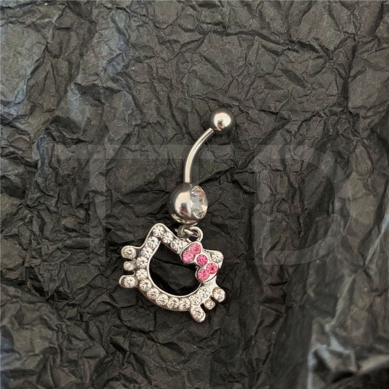Kawaii Sanrio Hello Kitty Navel Nail Belly Button Ring Female New Fashion Sexy Y2k Piercing